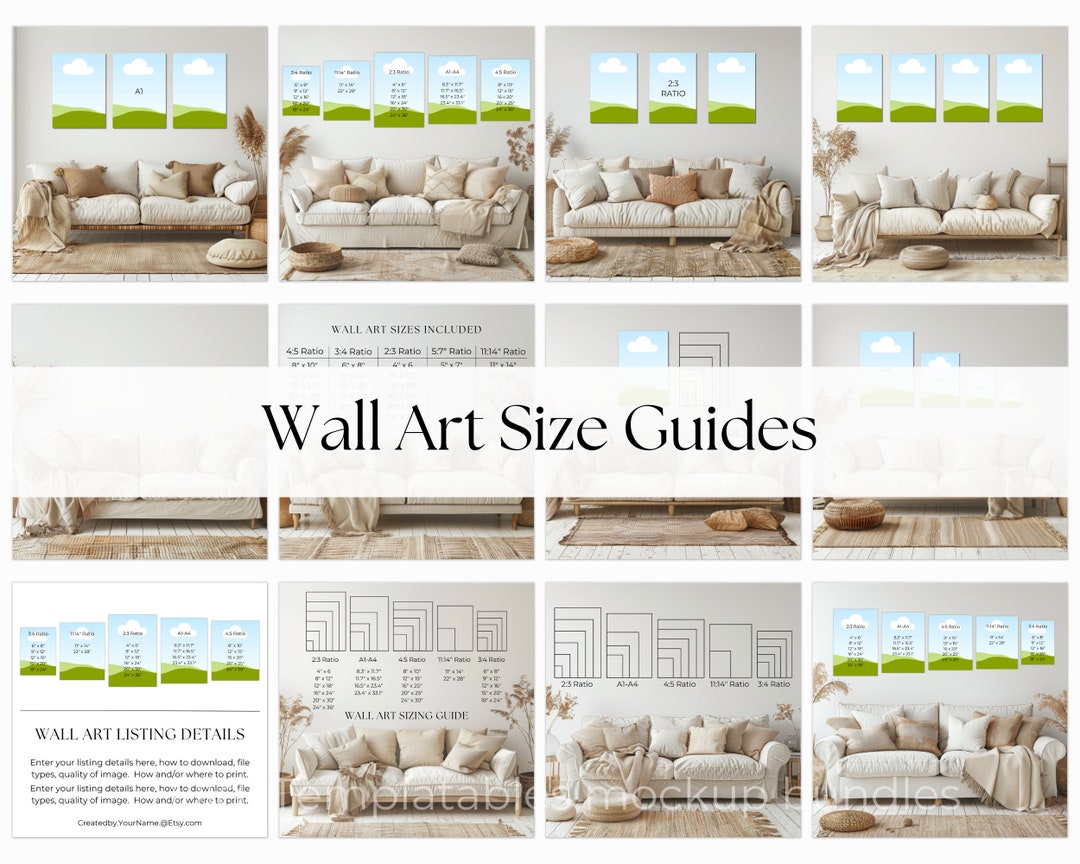 Digital Wall Art Size Guide Chart, Canva Editable Wall Art Size ...