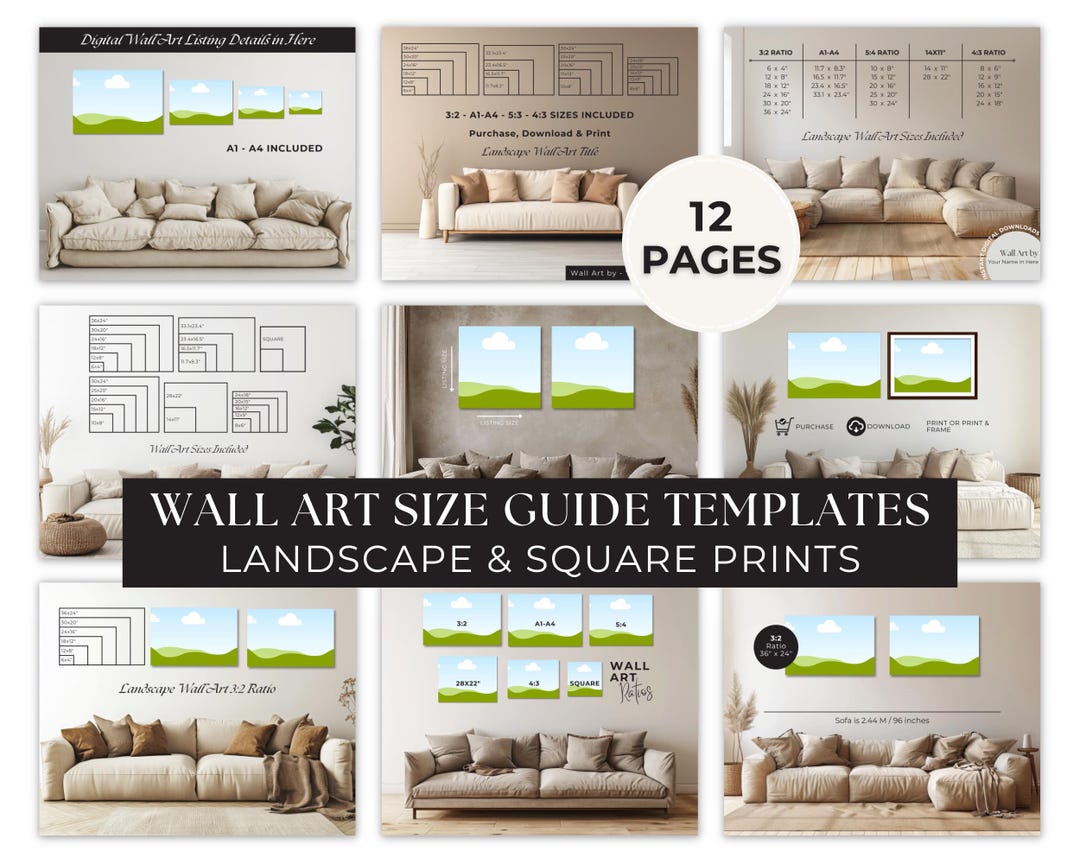 Landscape Wall Art Size Guide Template, Wall Art Size Ratio Chart ...