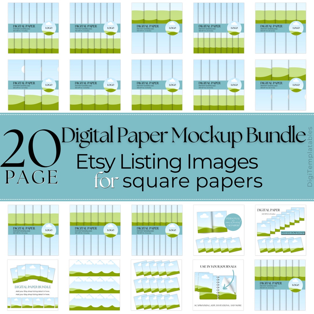 Seamless Digitized Paper Mockup Bundle, Etsy Listing Template Square ...