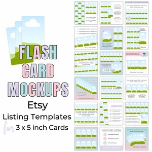 Flashcard Mockup Template, 3x5 Inch Card Mock Up, Canva Etsy Listing ...