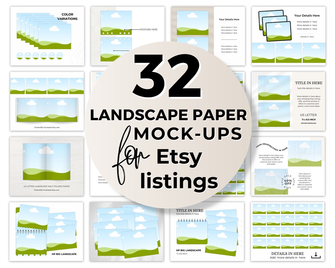 Landscape US LETTER Paper Mockups, Horiztonal Printables Mock Ups ...