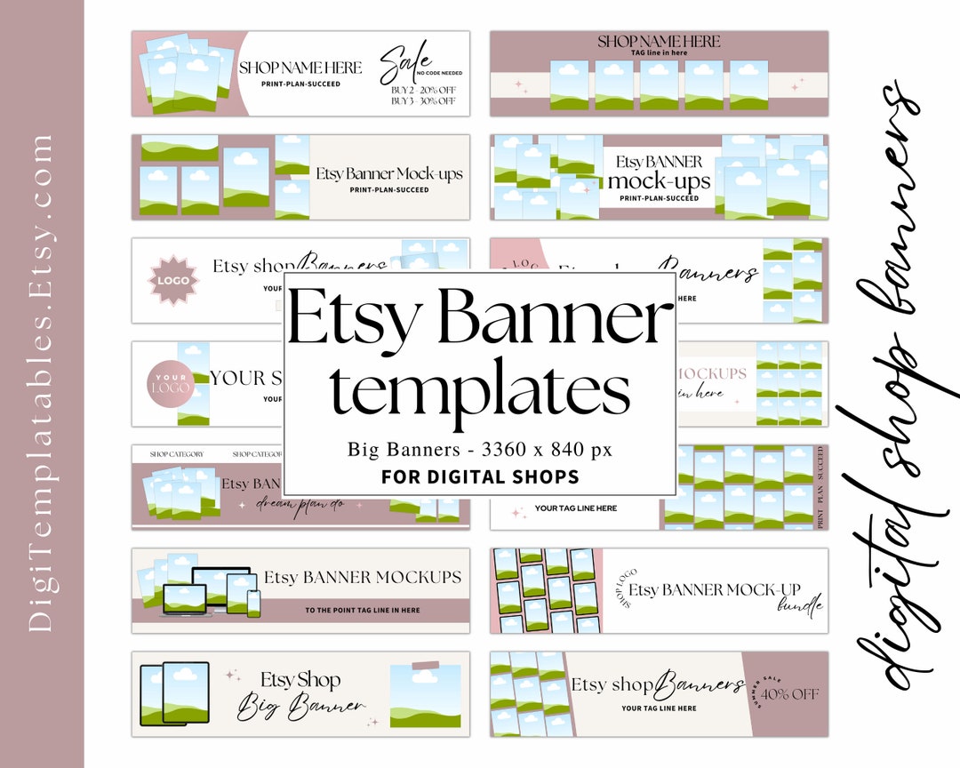 Etsy Digital Shop Big Banner Template, Downloadable Canva Mockup Bundle ...