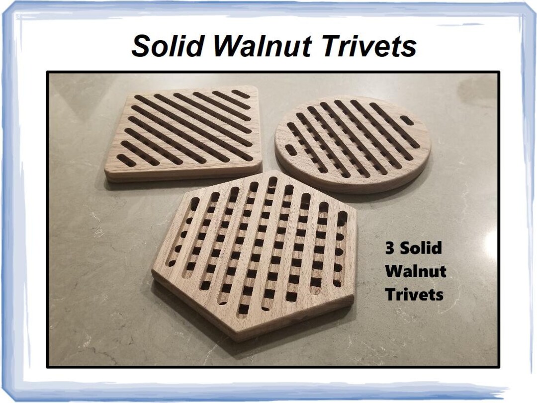 Solid Walnut Trivets, Wood Trivets, Hot Pot Holder, Kitchen Tool ...
