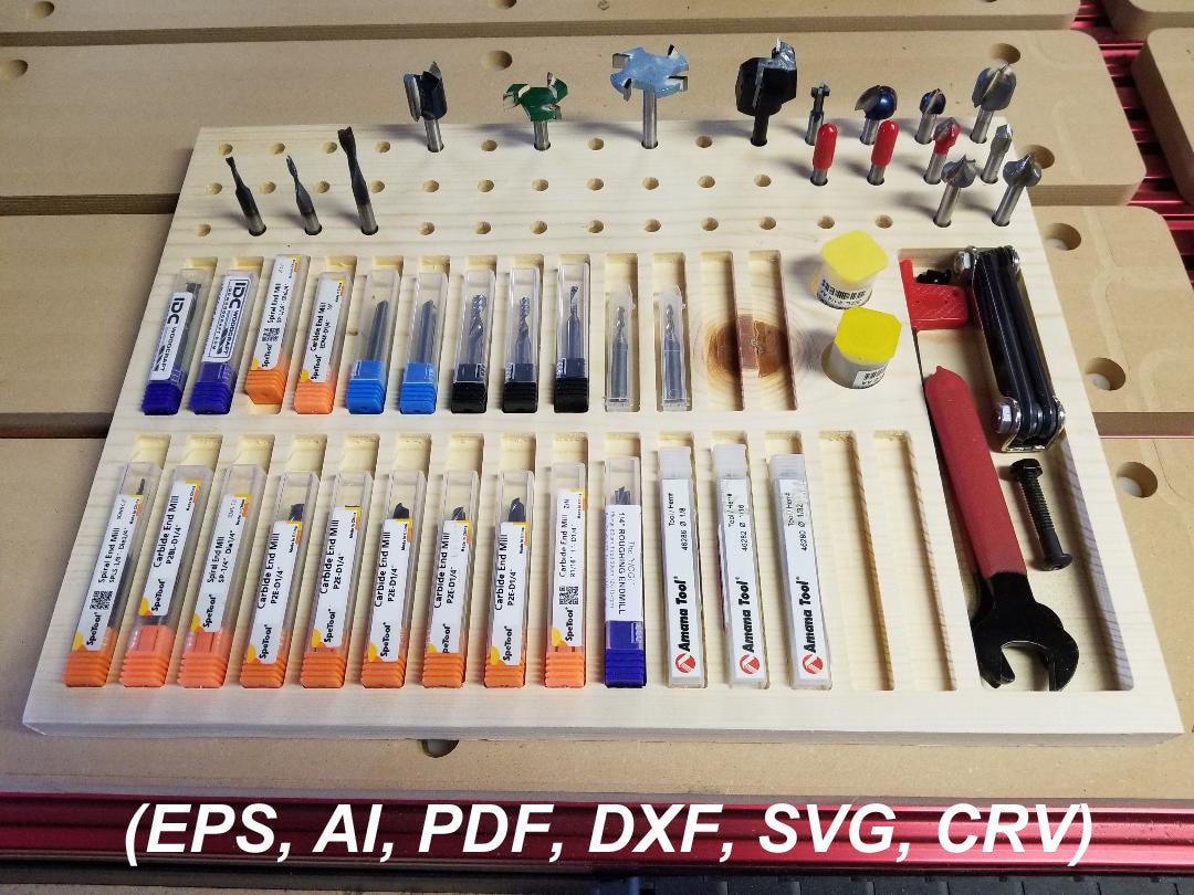 CNC Bit Organizer, CNC Bit Holder, Tool Organizer, Vectric Vcarve Pro ...