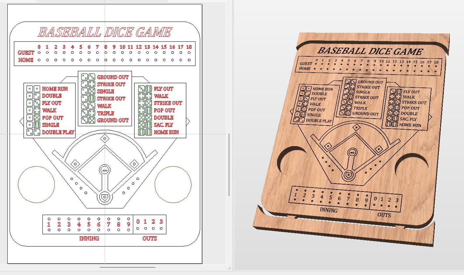 Baseball Dice Game CNC Files: Vcarve Pro, Vectric (digital Download) - Etsy
