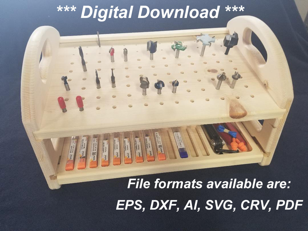 CNC Bit Holder, CNC Tools, CNC Bit Organizer, Cnc Bit Holder, Tool Organizer, Vectric Vcarve Pro ...