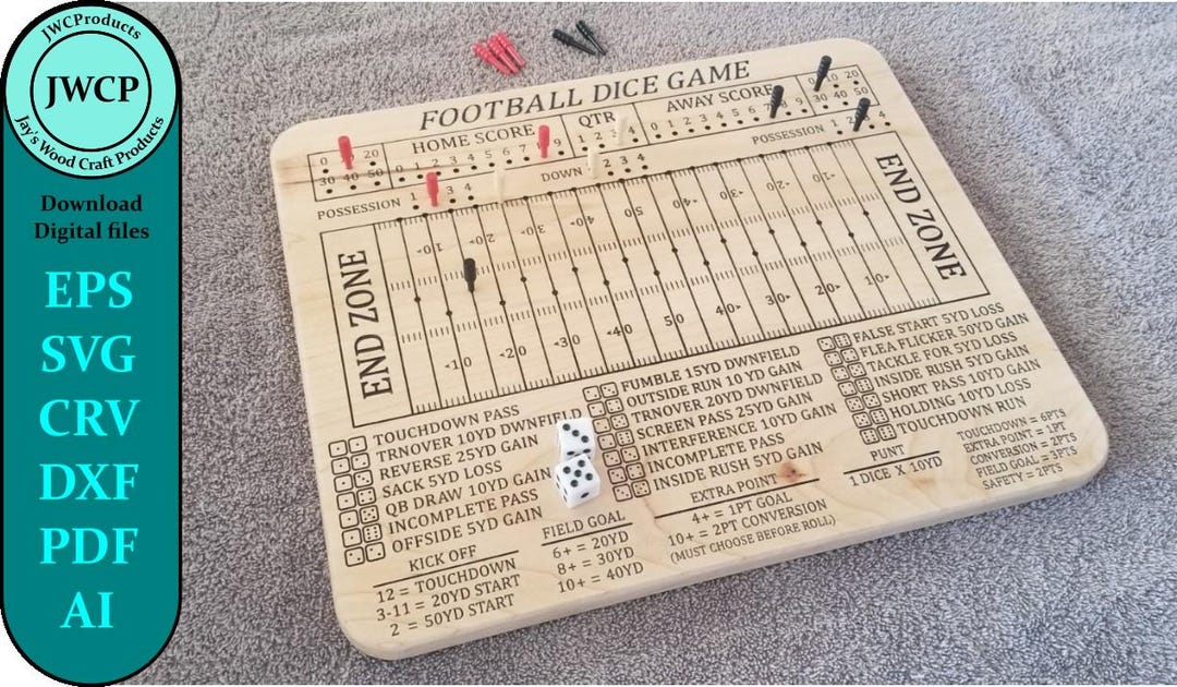 Football Dice Game | Football Board Game | Digital Files for CNC Router ...