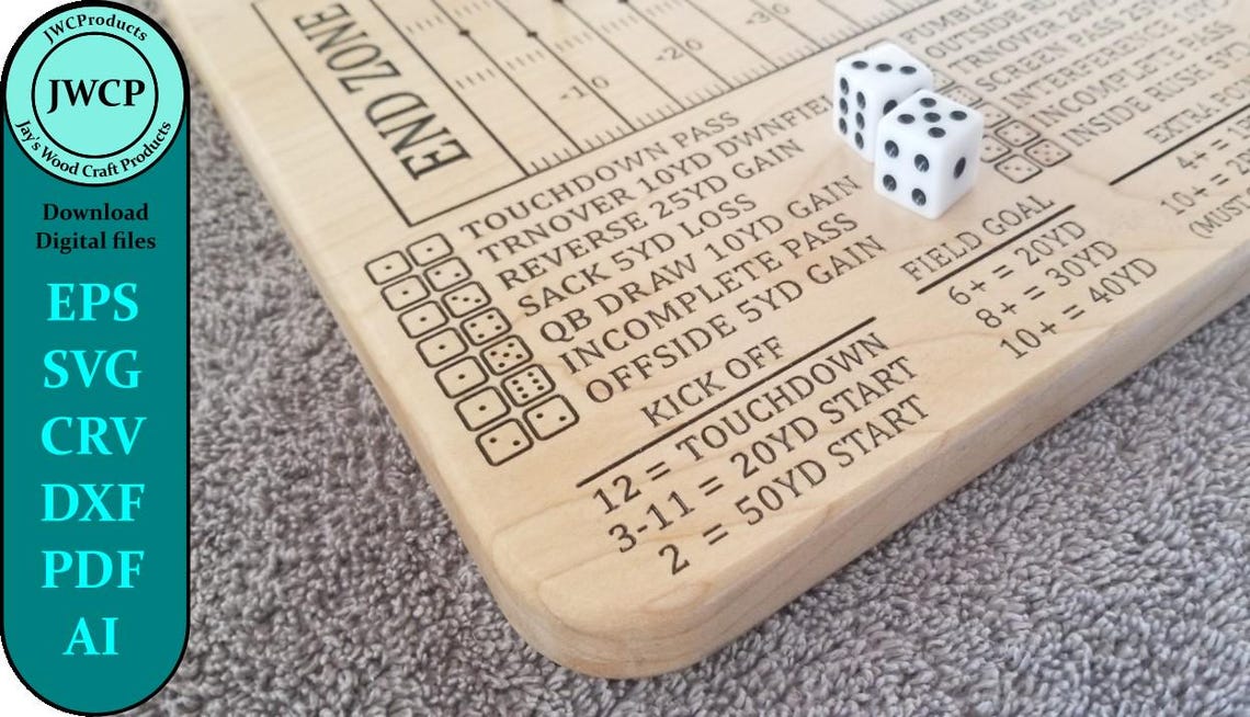 Football Dice Game | Football Board Game | Digital Files for CNC Router ...
