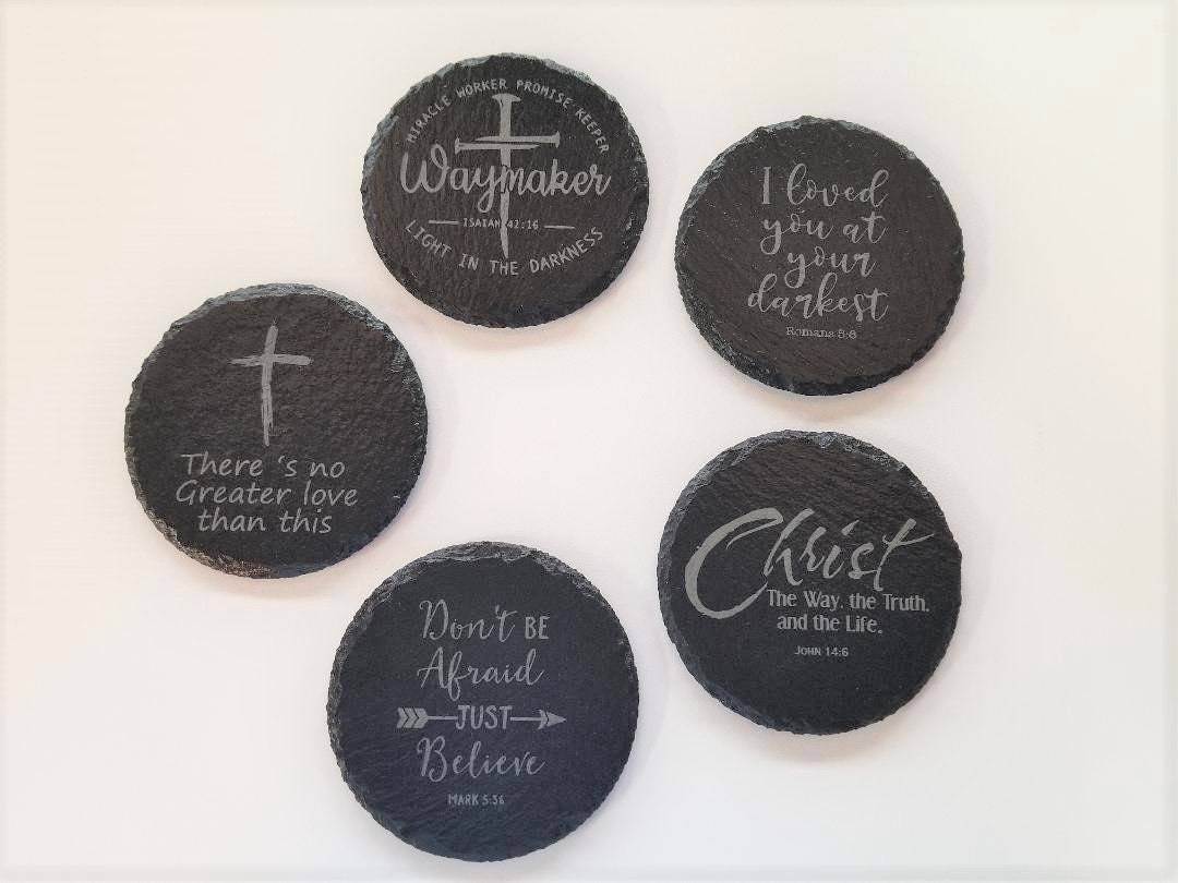 Slate Coasters | Christian Based Stone Coasters | Faith Based Coasters ...