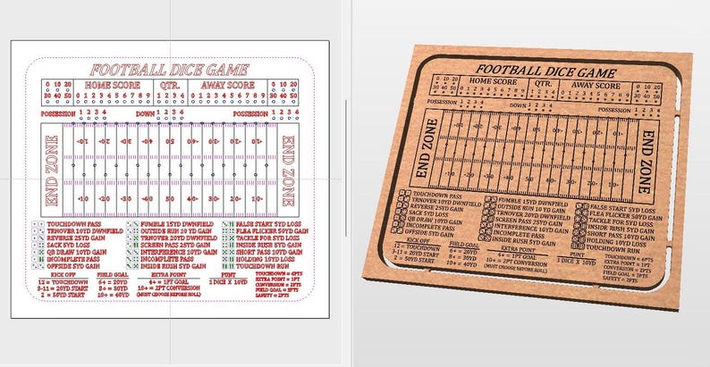 Football Dice Game | Football Board Game | Digital Files for CNC Router ...