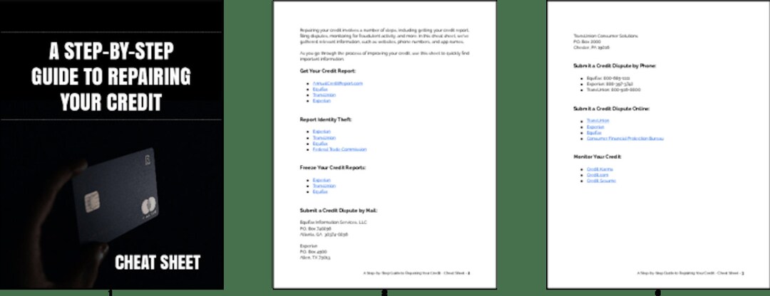 A Step by Step Guide to Repairing Your Credit -cheat Sheet - Etsy
