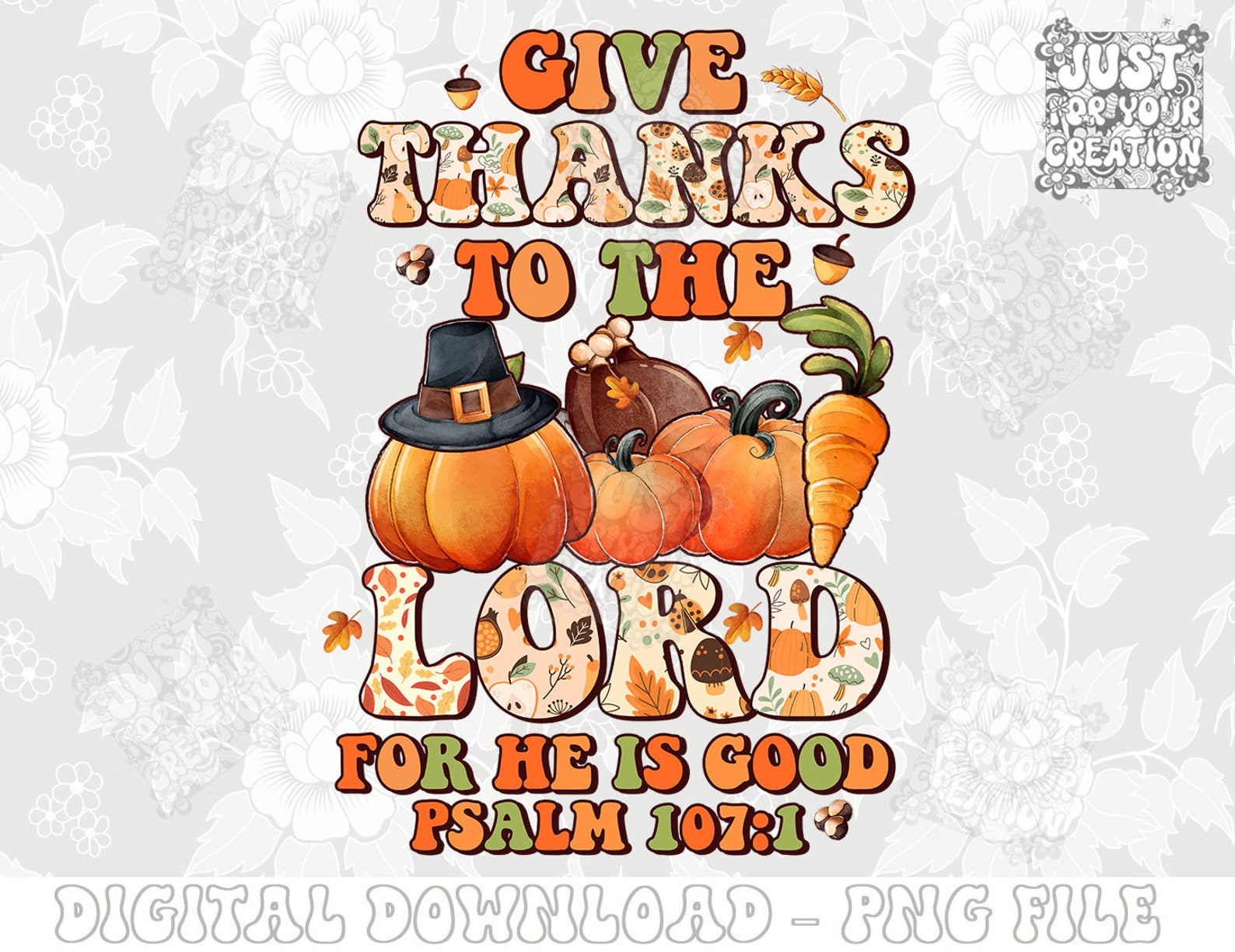 Give Thanks to the Lord Png, Fall Vibes Png, Bible Verse Png, Autumn ...