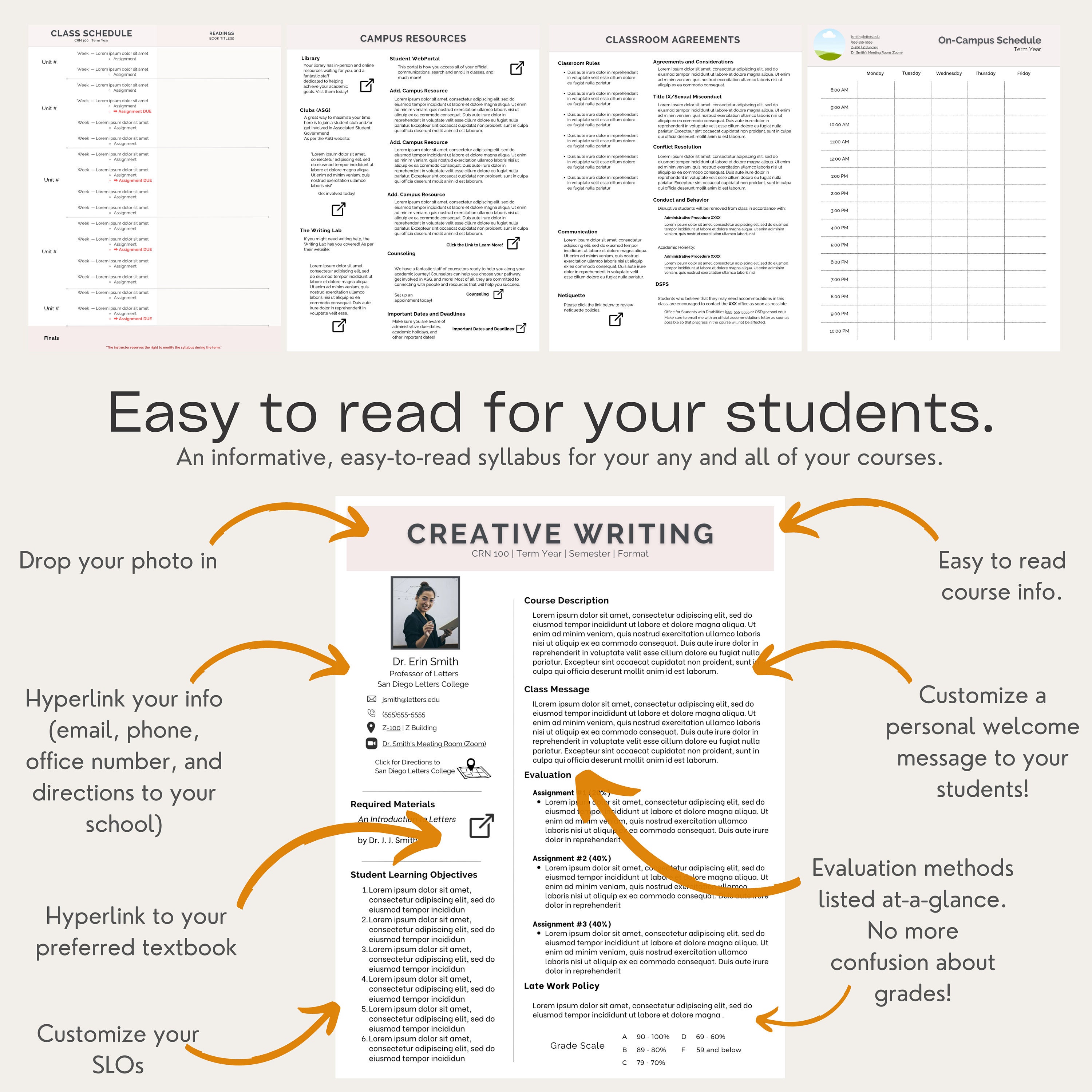 Elegant Syllabus Template | Fully Editable Canva Template, Course ...