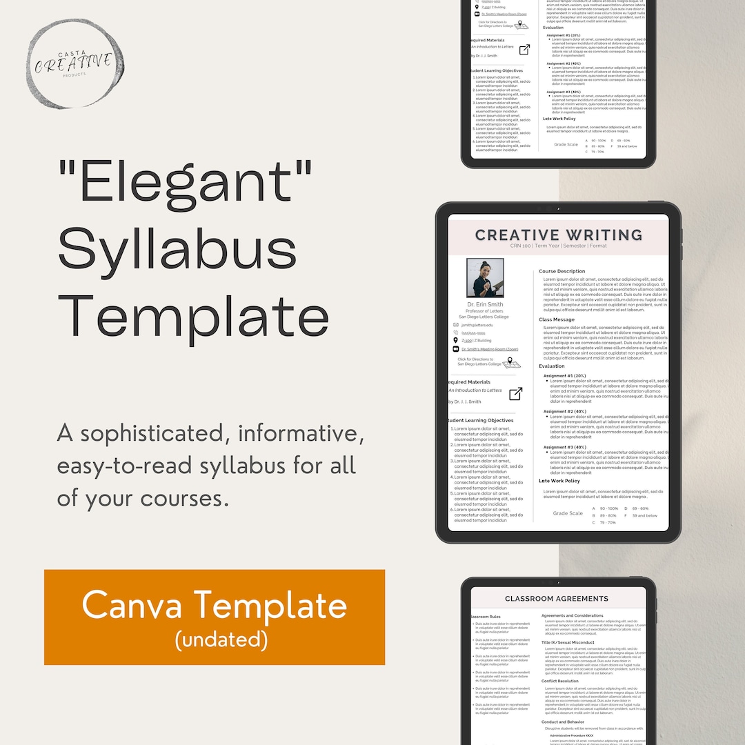 Elegant Syllabus Template | Fully Editable Canva Template, Course ...