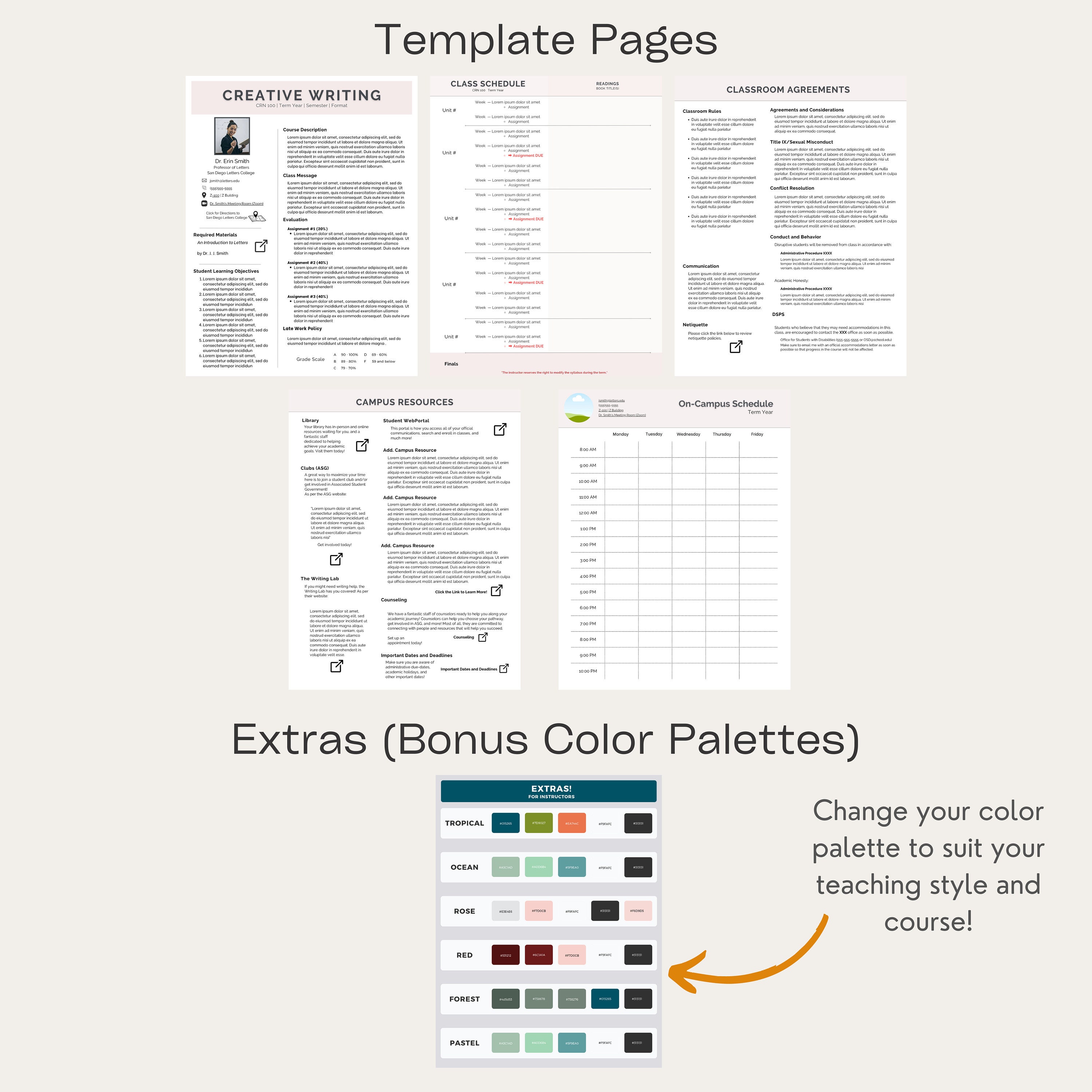 Elegant Syllabus Template | Fully Editable Canva Template, Course ...