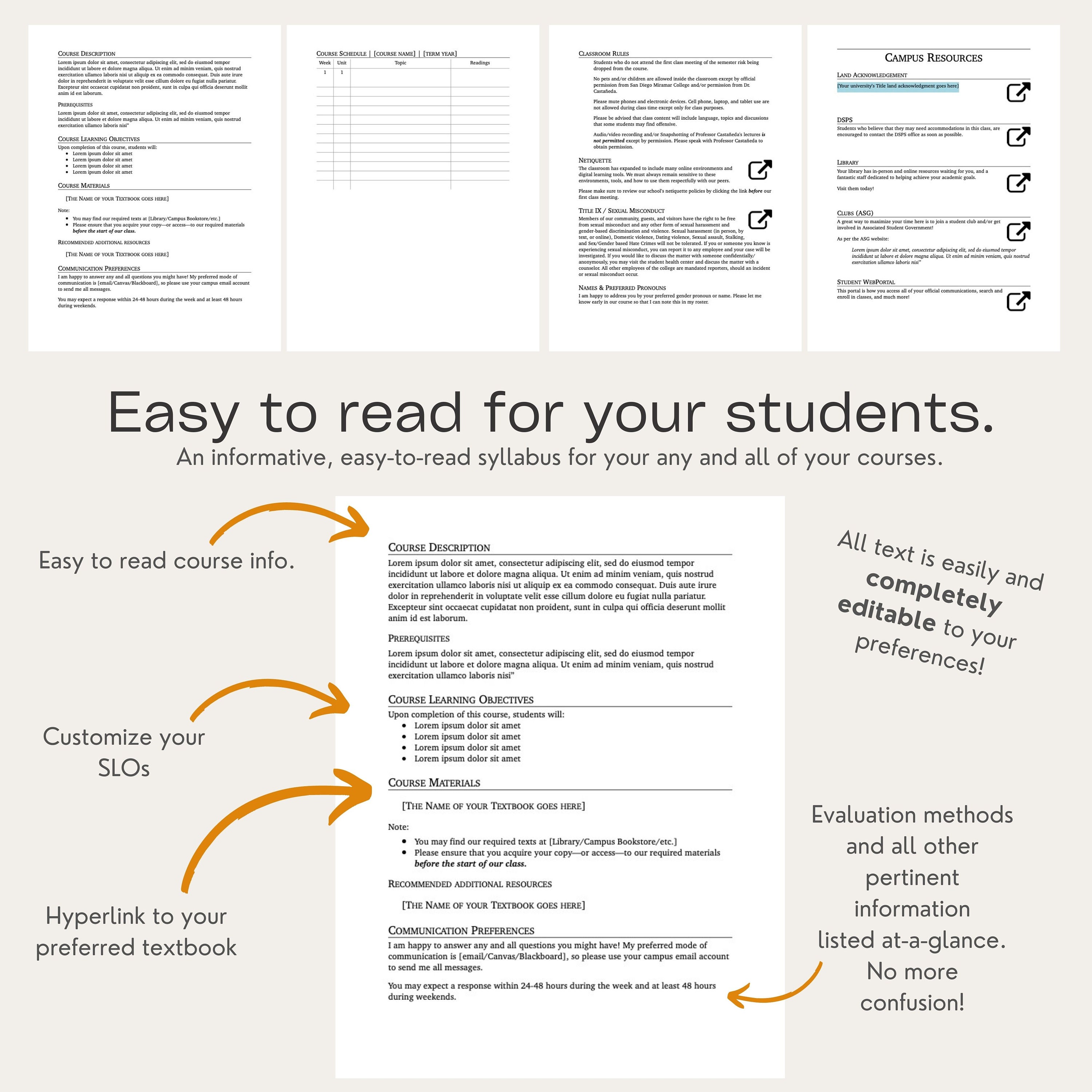 Classic Syllabus Template | .pages and .docx BOTH INCLUDED! - Etsy