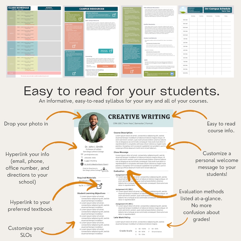 Clean Syllabus Template Fully Editable Canva Template, Course Syllabus ...