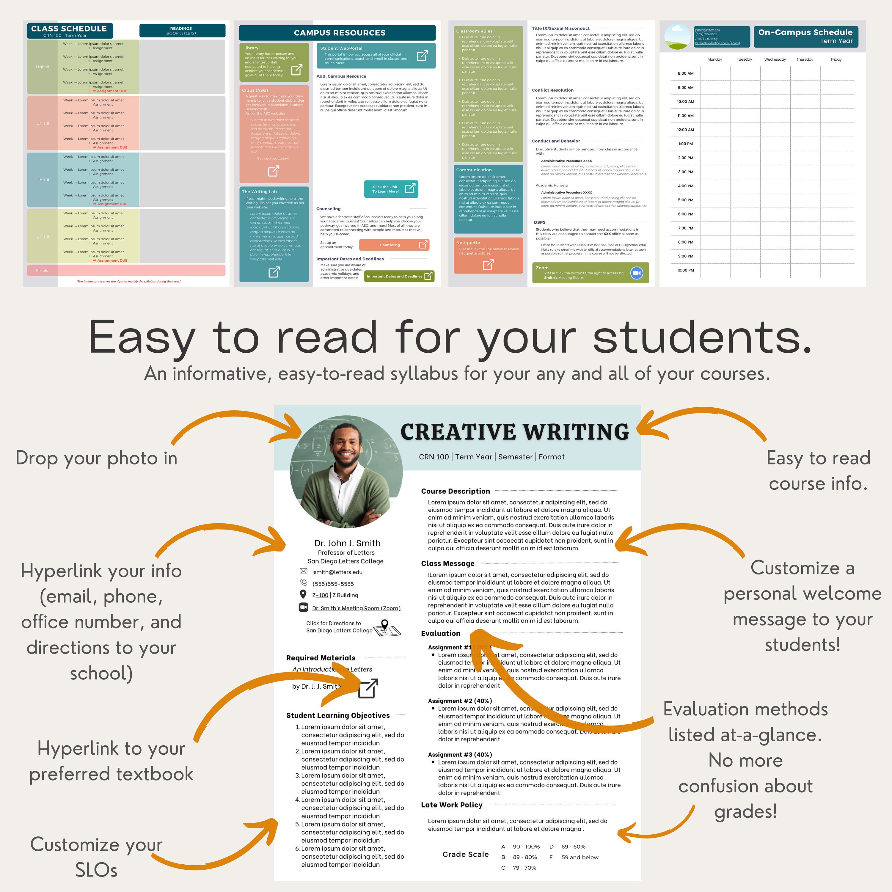 Clean Syllabus Template Fully Editable Canva Template, Course Syllabus ...