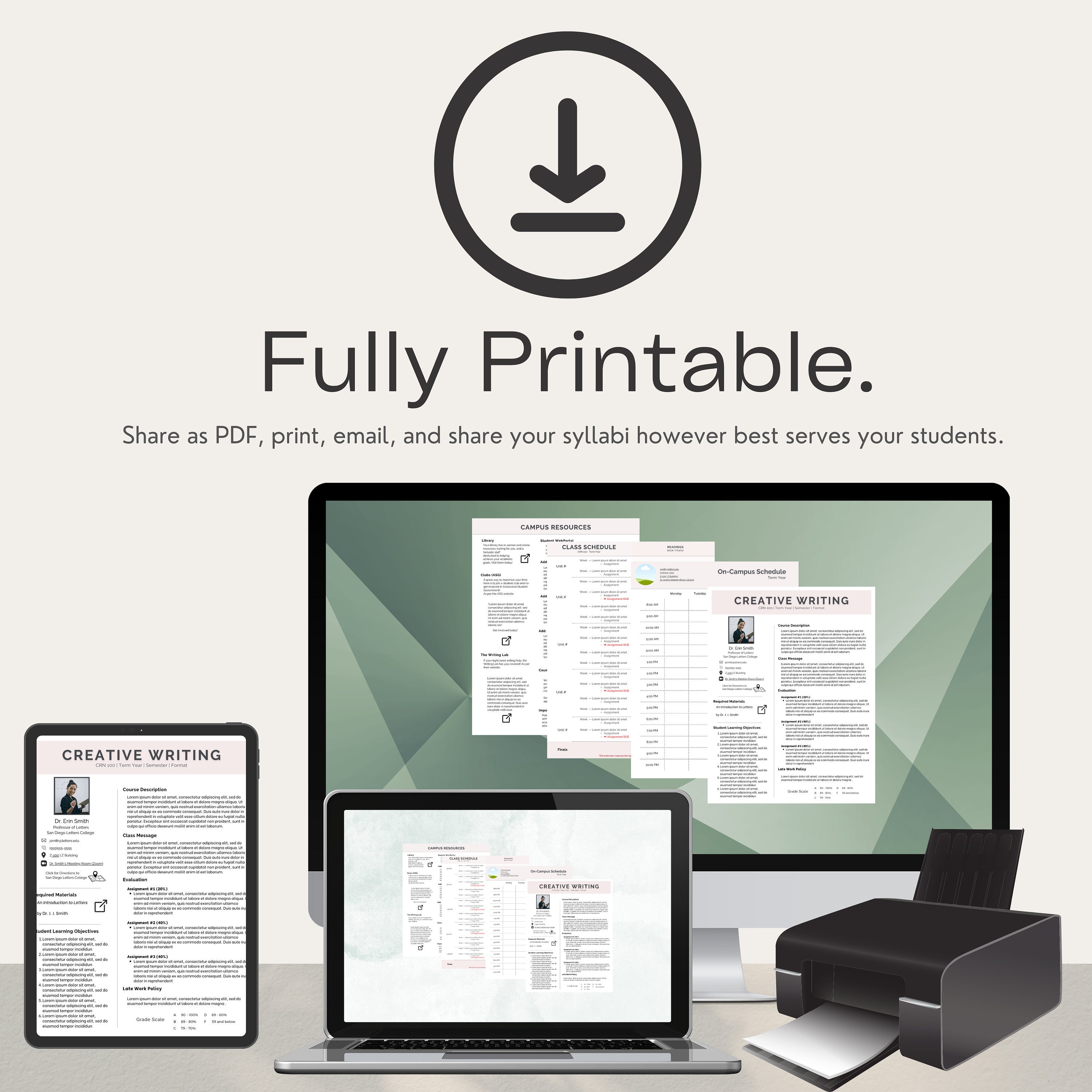 Elegant Syllabus Template | Fully Editable Canva Template, Course ...