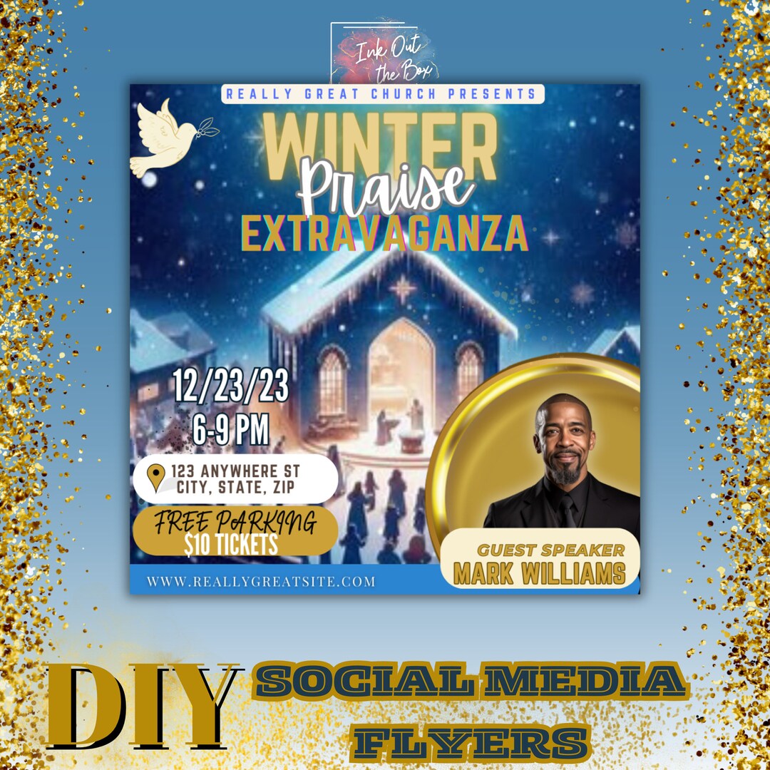 Winter Praise Extravaganza DIY Flyer Template, AI Background ...
