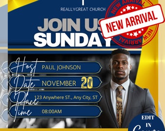 Praise and Worship Conference Church Flyer, Black and Gold, Editable in ...