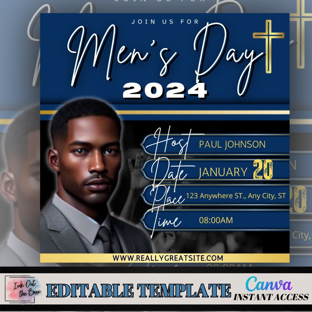 Men’s Day 2024, Men’s Day Flyer, Church Sunday Service, Editable in ...