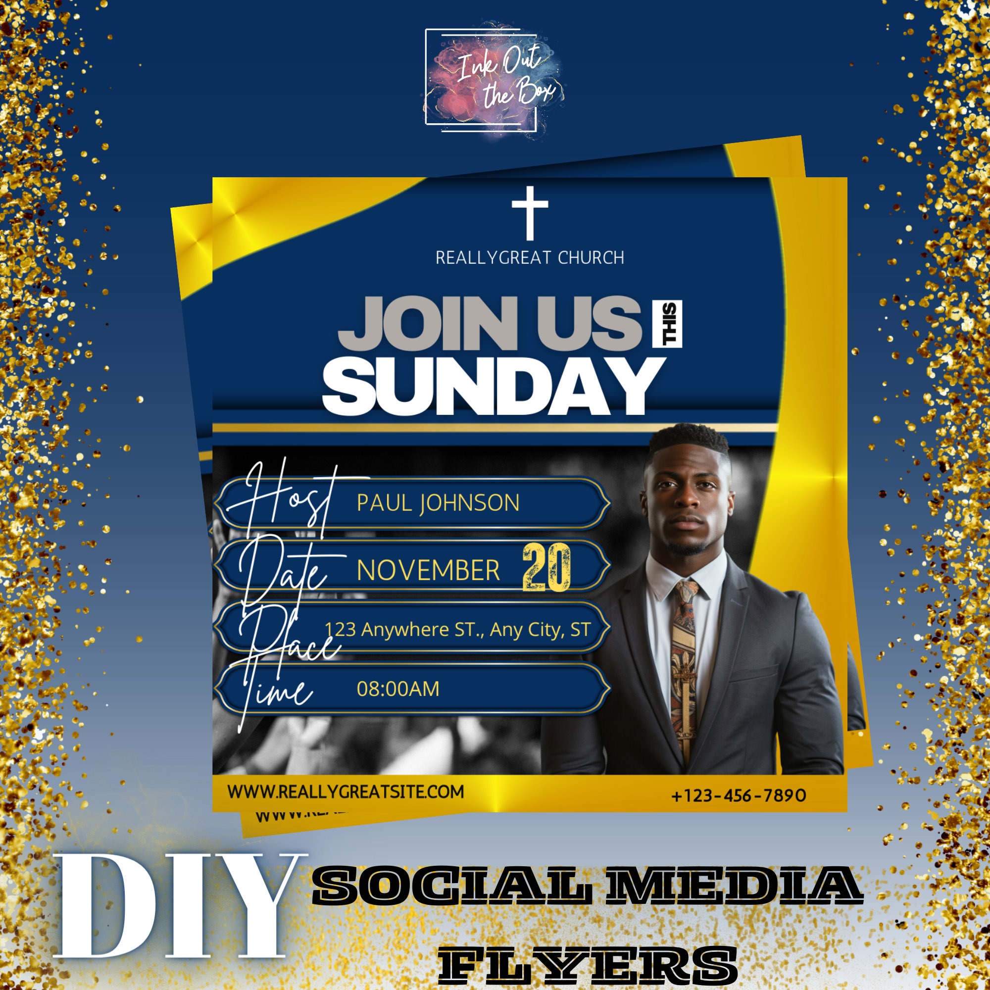 Join Us Sunday, Praise and Worship, Church Sunday Service, Editable in Canva Template ...
