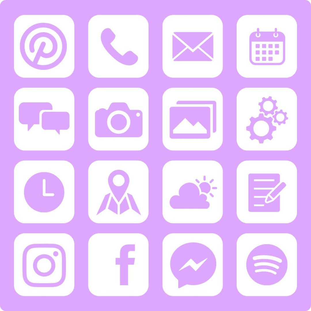 100+ Purple and White Simple App Icons - Etsy