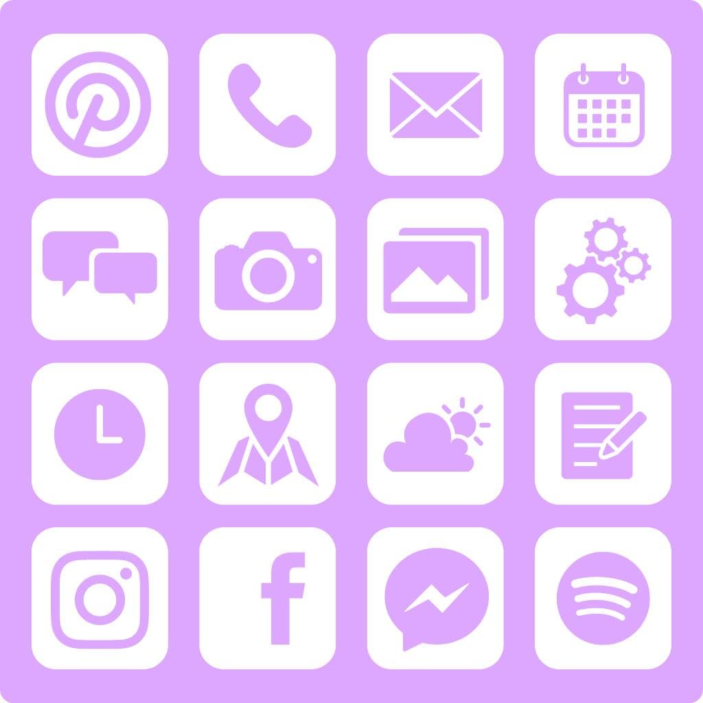 100+ Purple and White Simple App Icons - Etsy