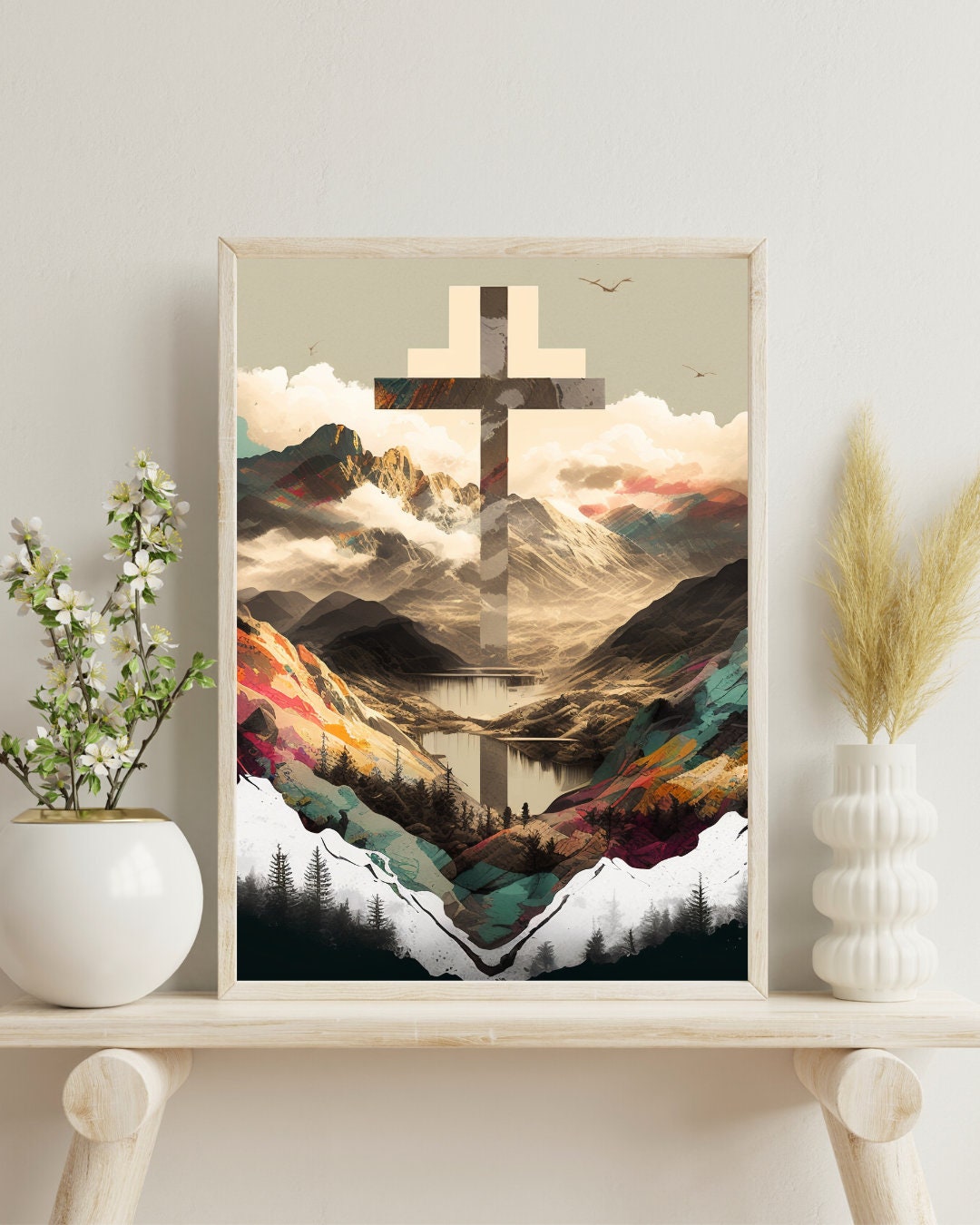 Abstract Christian Art Cross Art Minimalist Art Christian Décor Cross ...