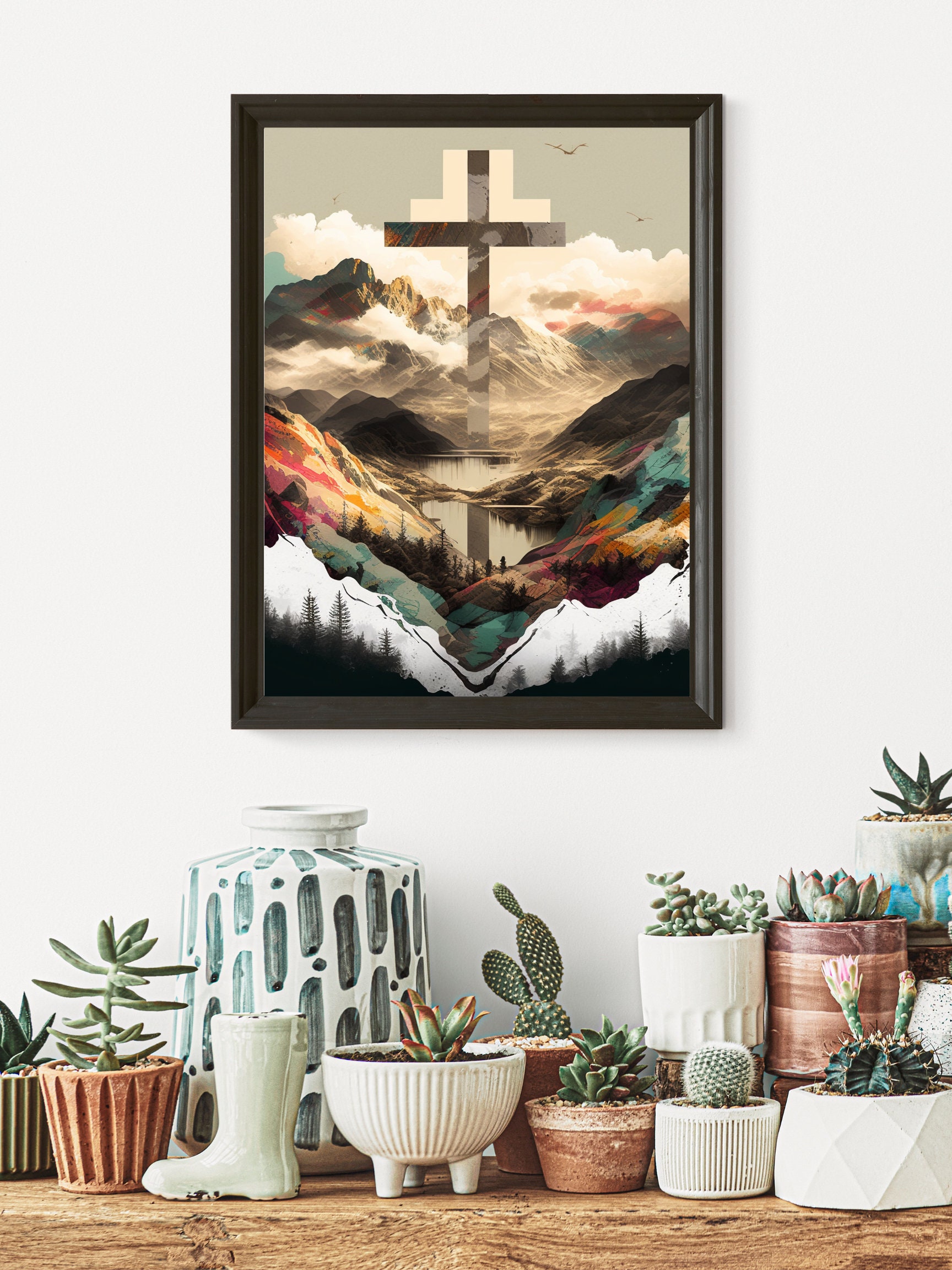 Abstract Christian Art Cross Art Minimalist Art Christian Décor Cross ...