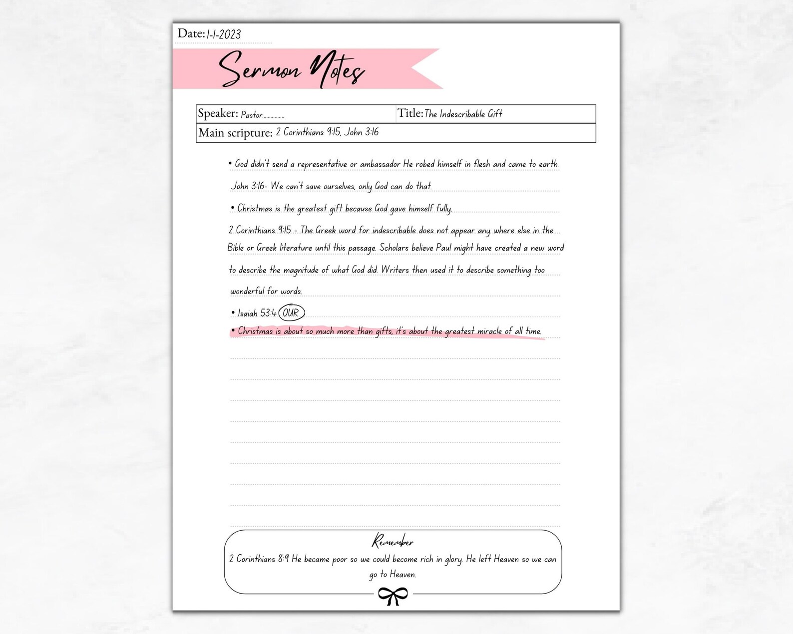 Sermon Notes Printable, Faith Planner, Digital Download, Journal Pages ...