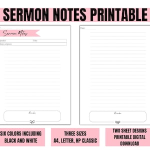 Sermon Notes Printable, Faith Planner, Digital Download, Journal Pages ...
