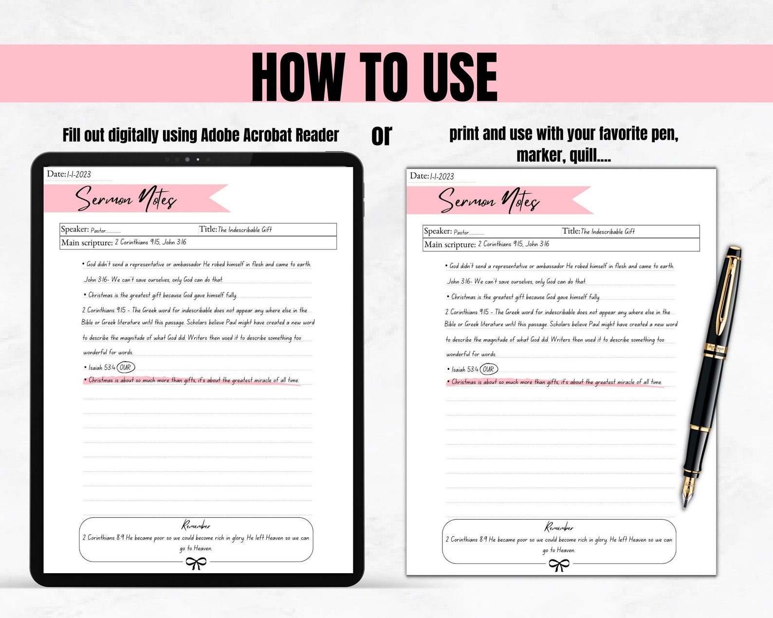 Sermon Notes Printable, Faith Planner, Digital Download, Journal Pages ...