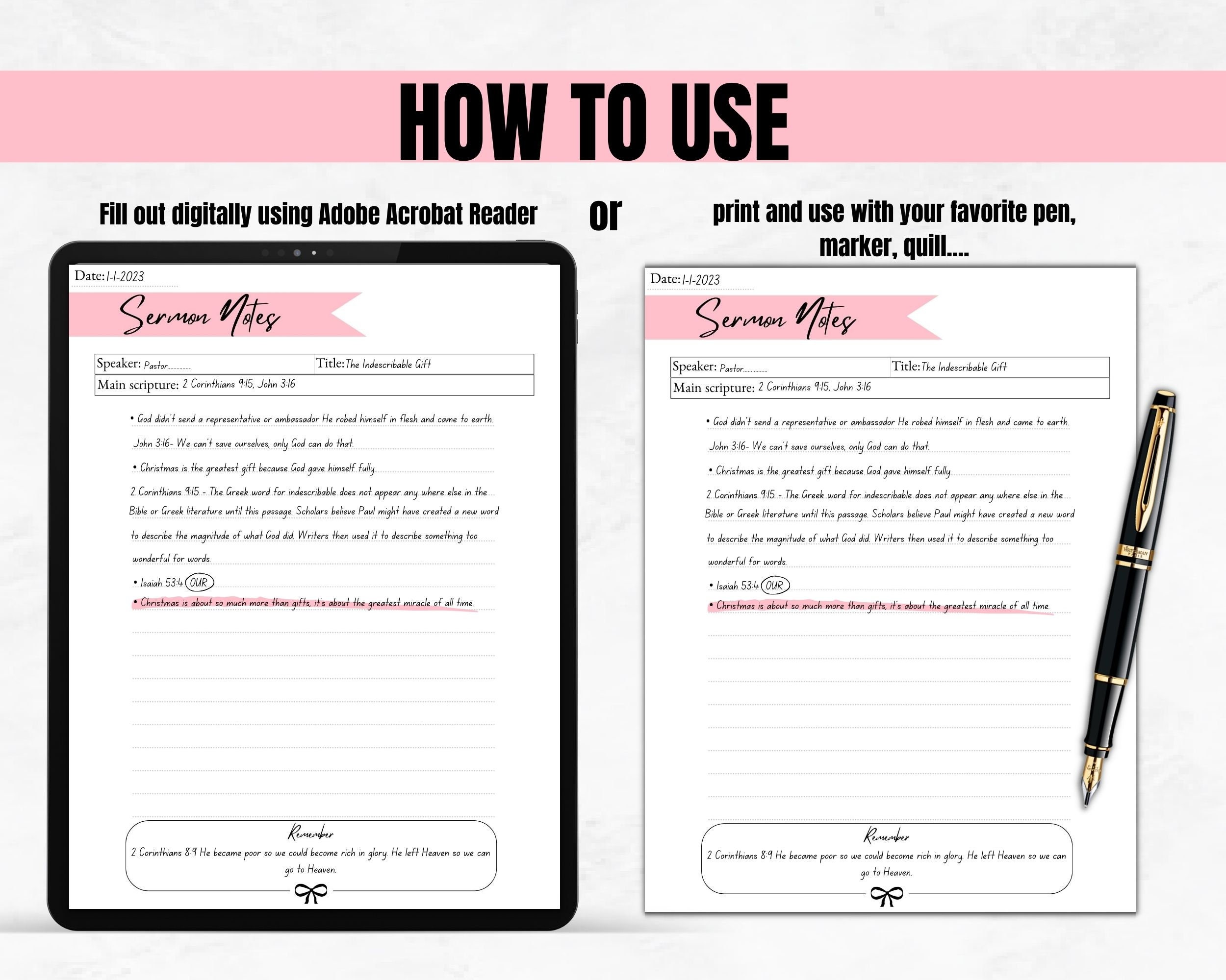 Sermon Notes Printable, Faith Planner, Digital Download, Journal Pages ...