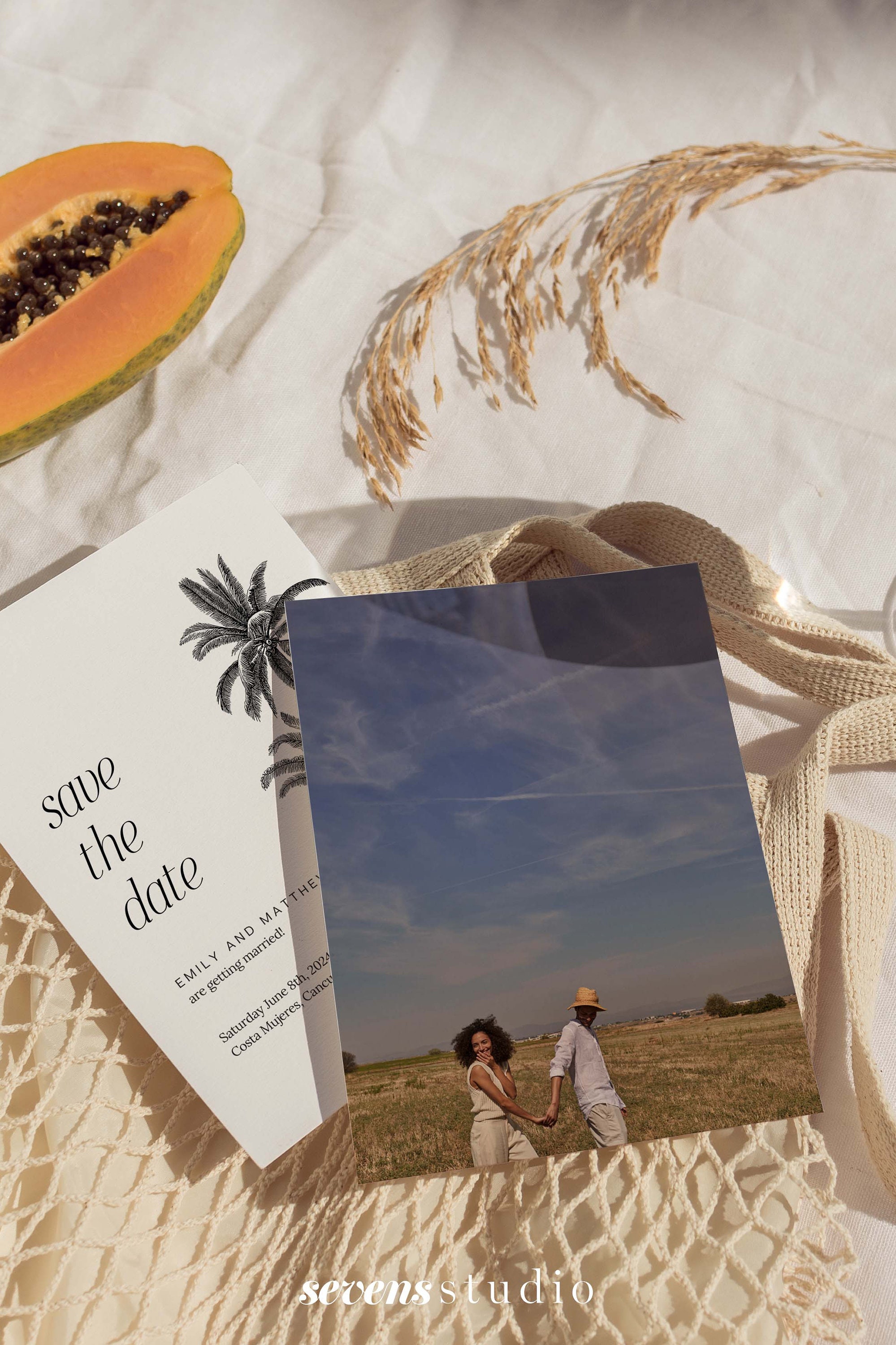 Palm Tree Save the Date Template | Customizable Canva Template | Modern ...