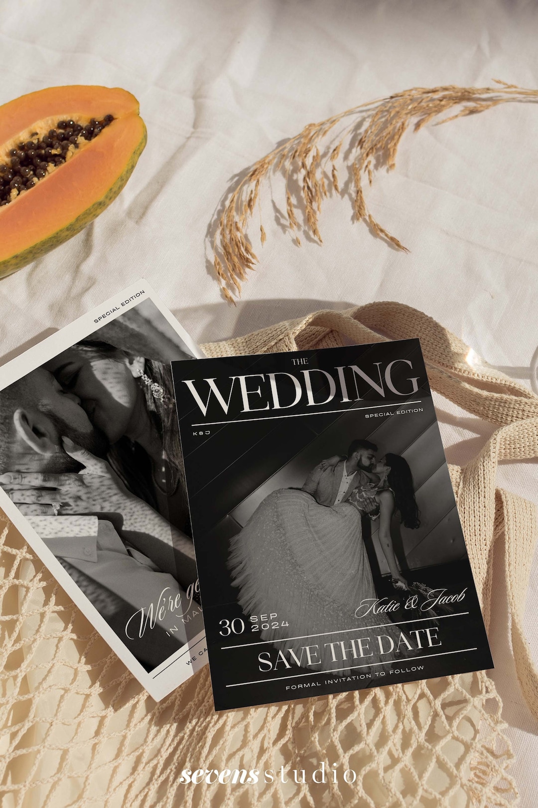 Magazine Save the Date Template | Photo Save the Date | Trendy Wedding ...