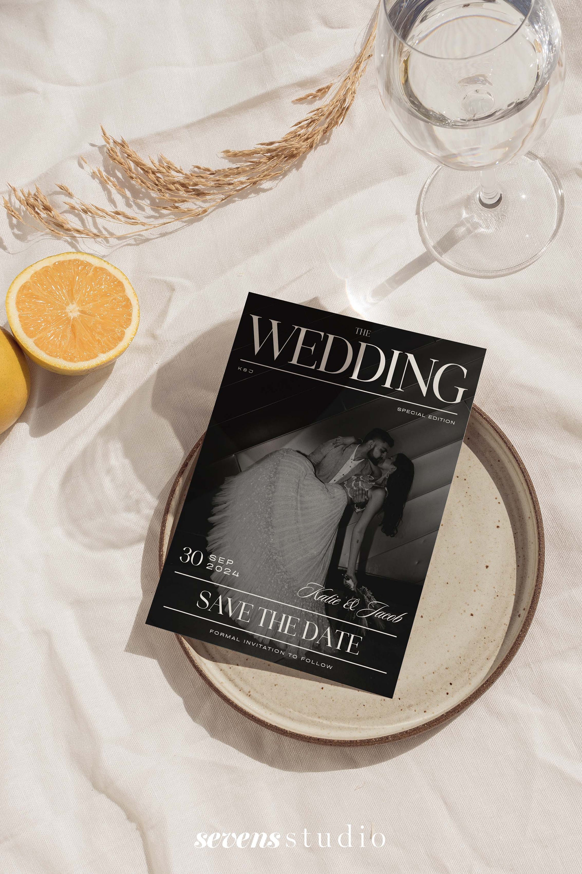 Magazine Save the Date Template | Postcard Photo Save the Date | Trendy ...