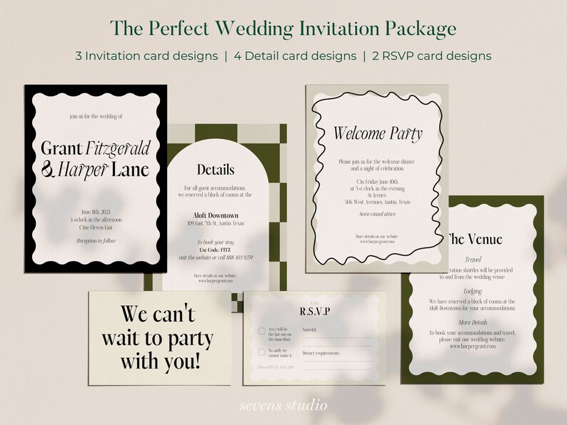 Modern Invitation Suite Printable, Editable Template Design Instant ...