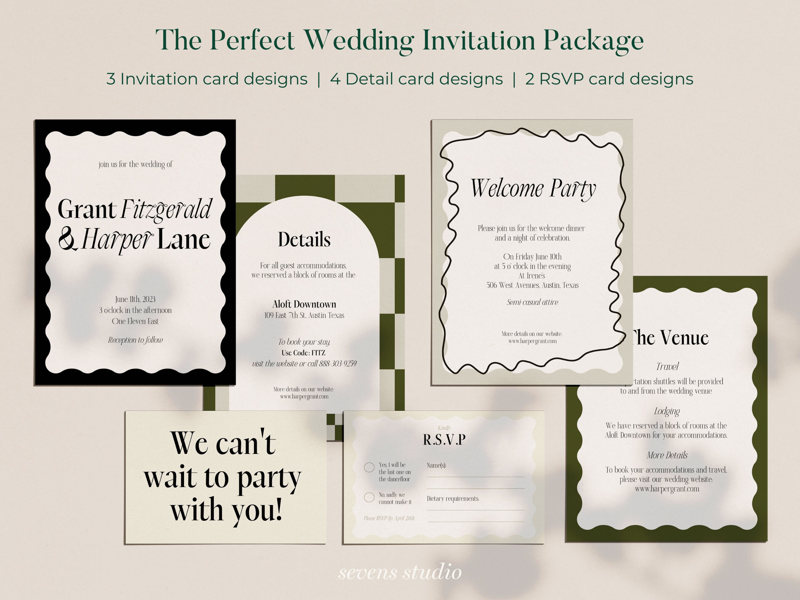 Modern Invitation Suite Printable, Editable Template Design Instant ...