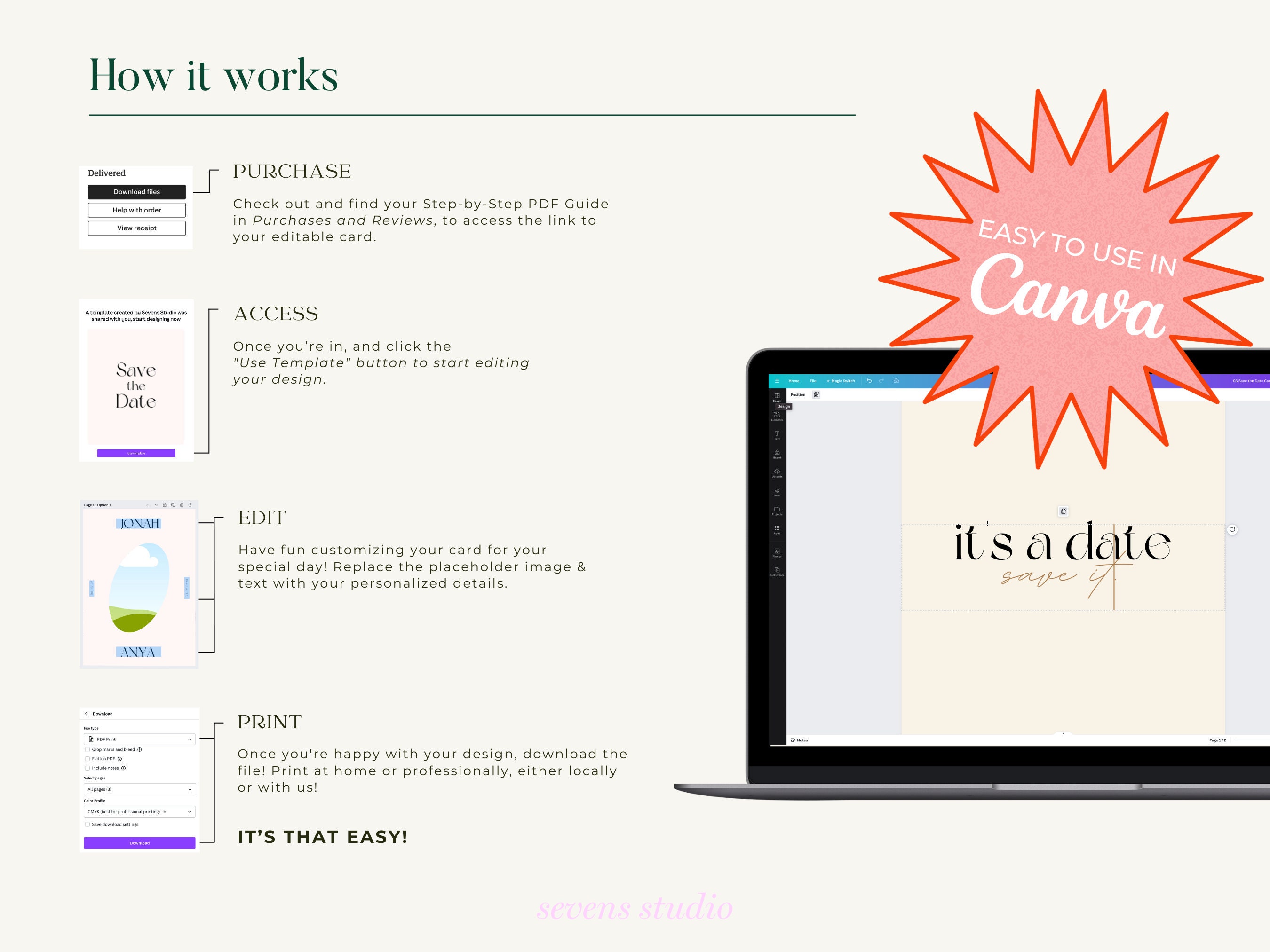 Simple Save the Date Card Template Customizable Canva Template Modern ...