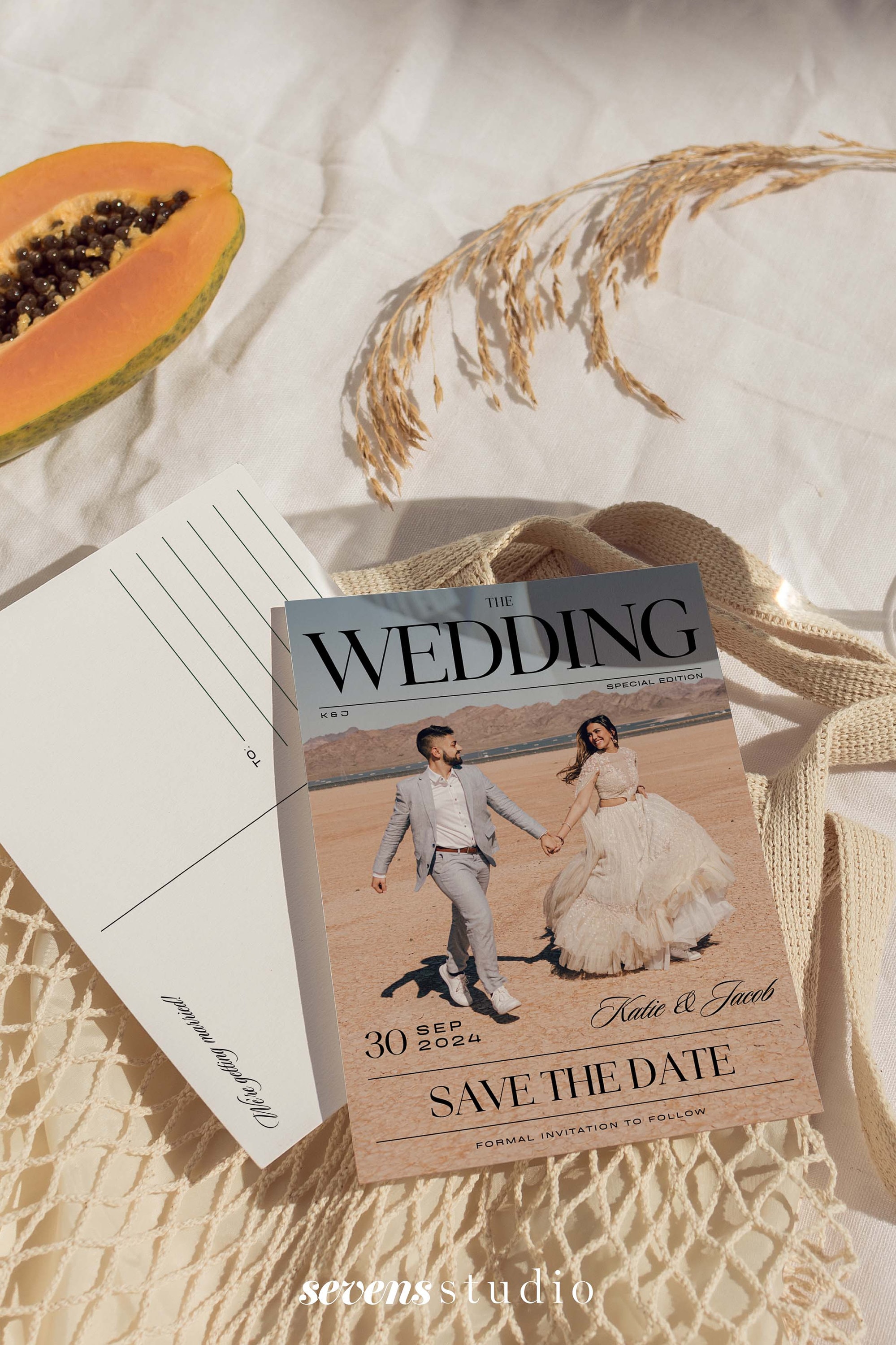 Magazine Save the Date Template | Postcard Photo Save the Date | Trendy ...