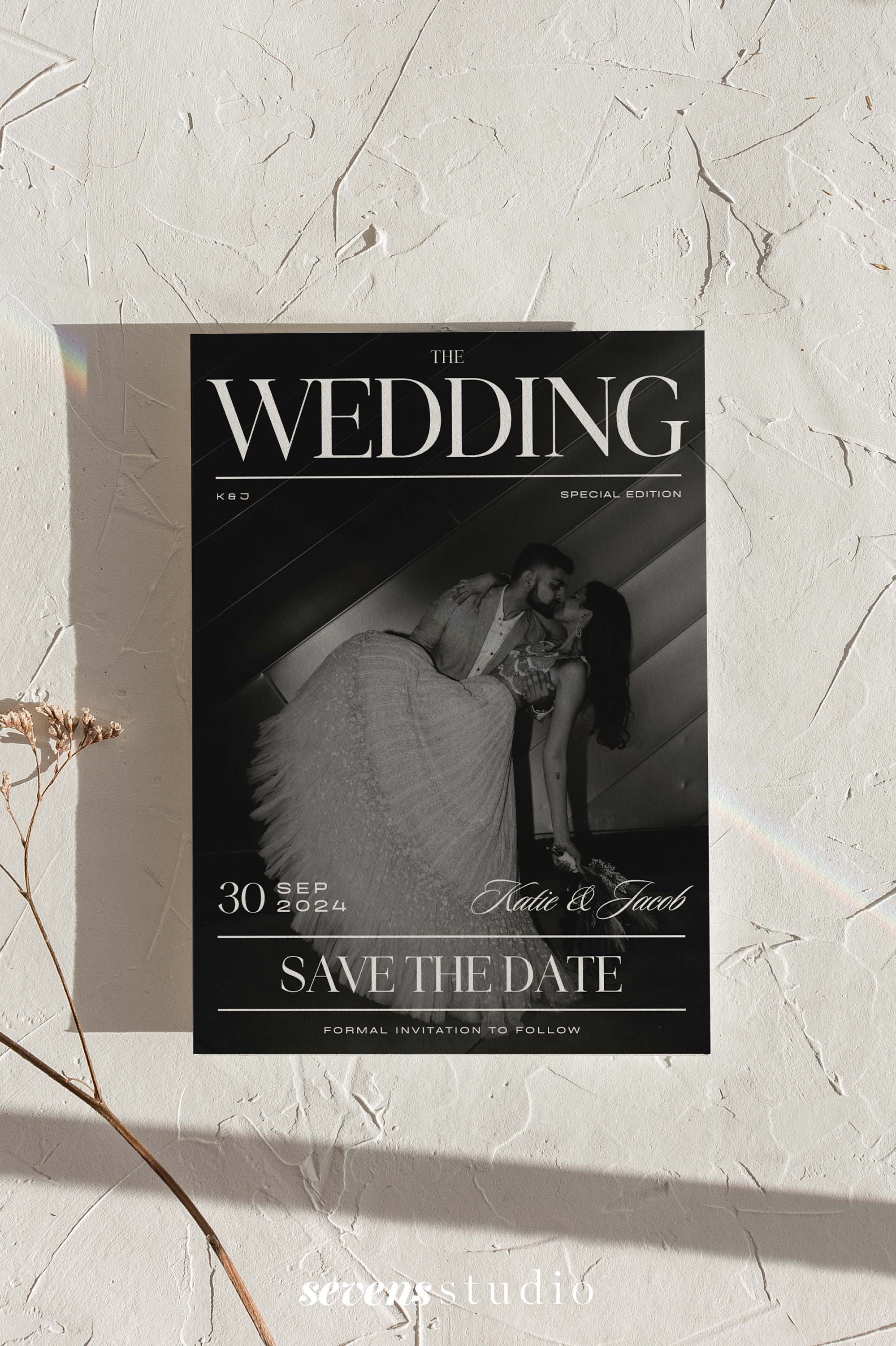 Magazine Save the Date Template | Postcard Photo Save the Date | Trendy ...