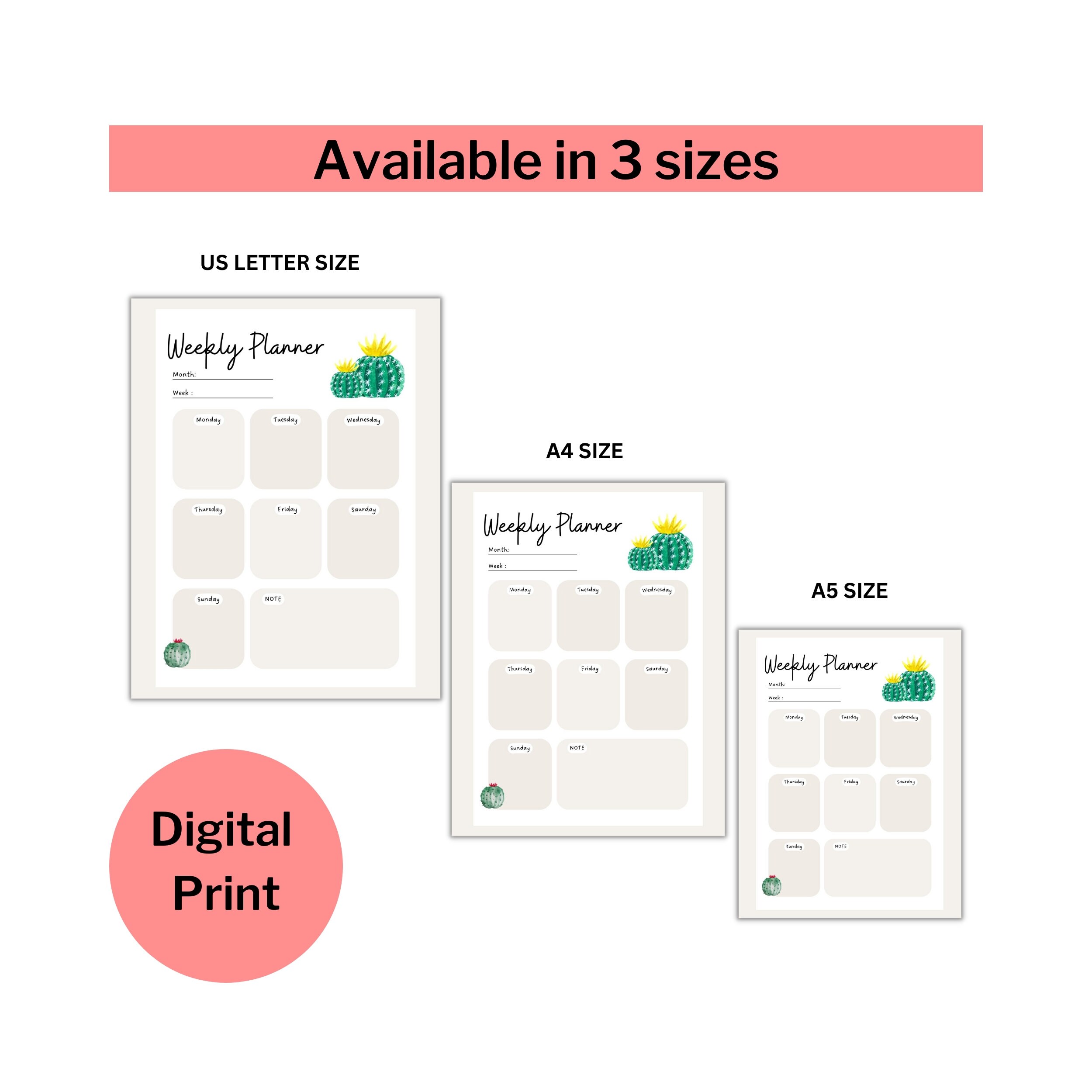 Desert Weekly Planner Printable, Weekly Schedule, Weekly Organizer, Office Planner, Desk Planner ...