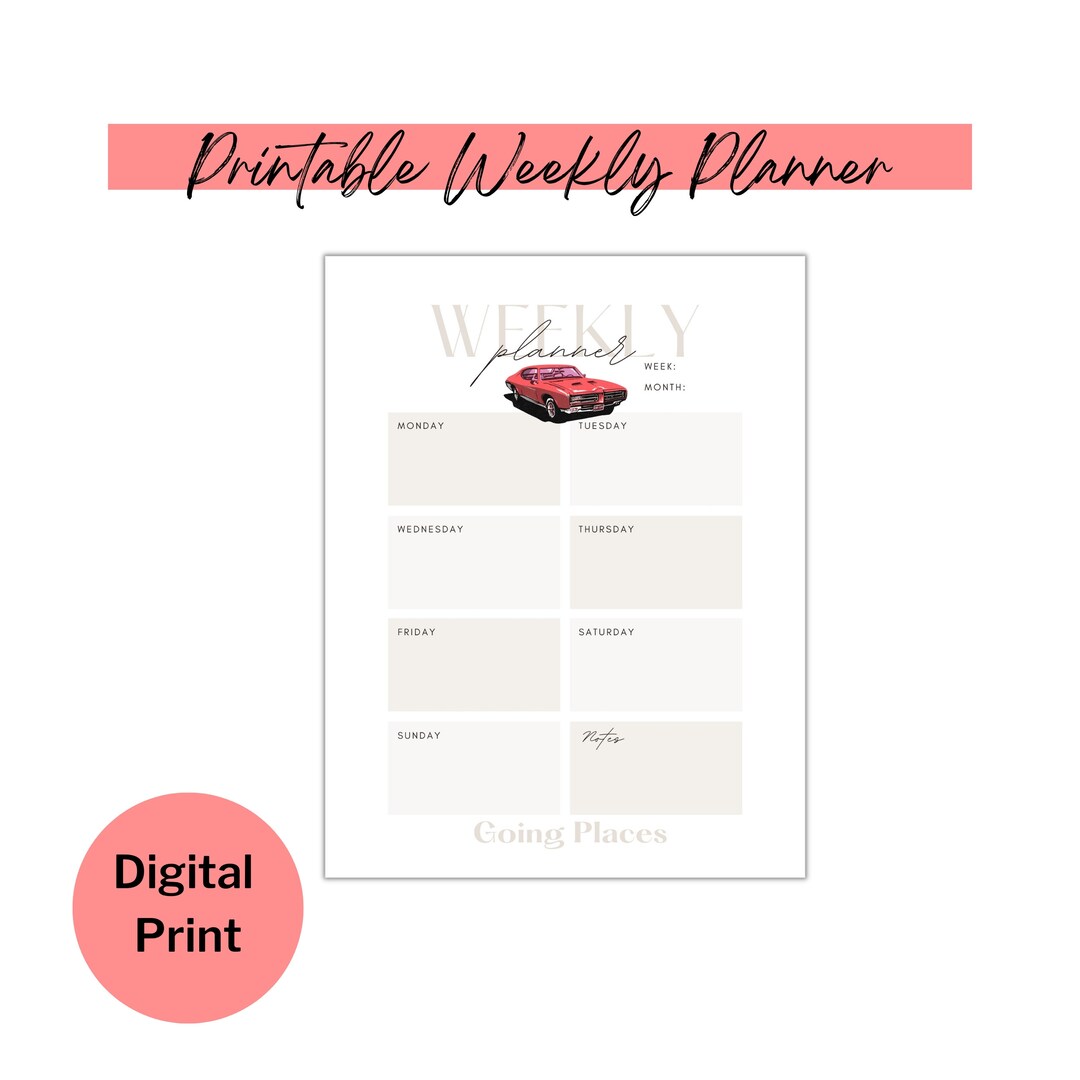 Car Weekly Planner Printable, Weekly Schedule, Weekly Organizer, Office ...