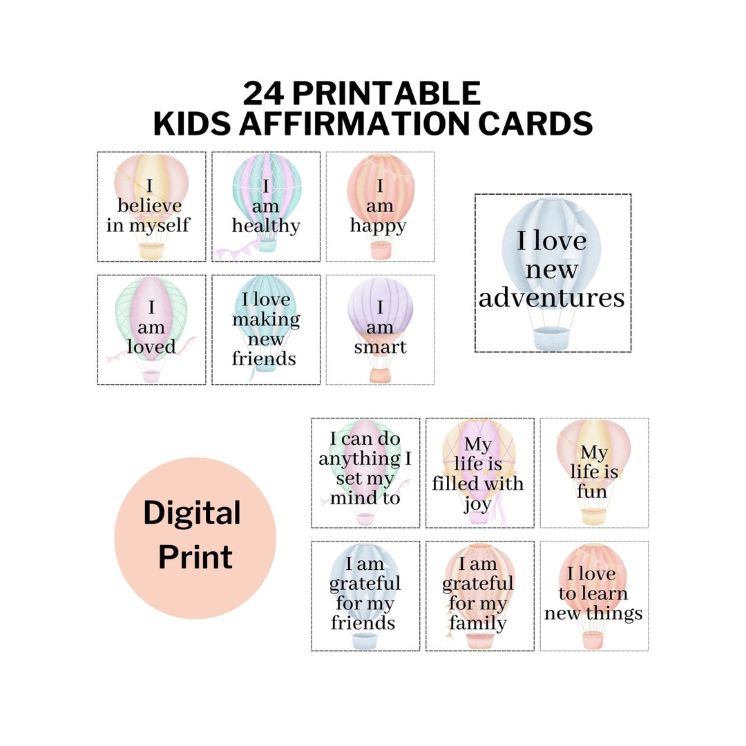 Kids Printable Positive Affirmation Cards, Motivational Cards for ...