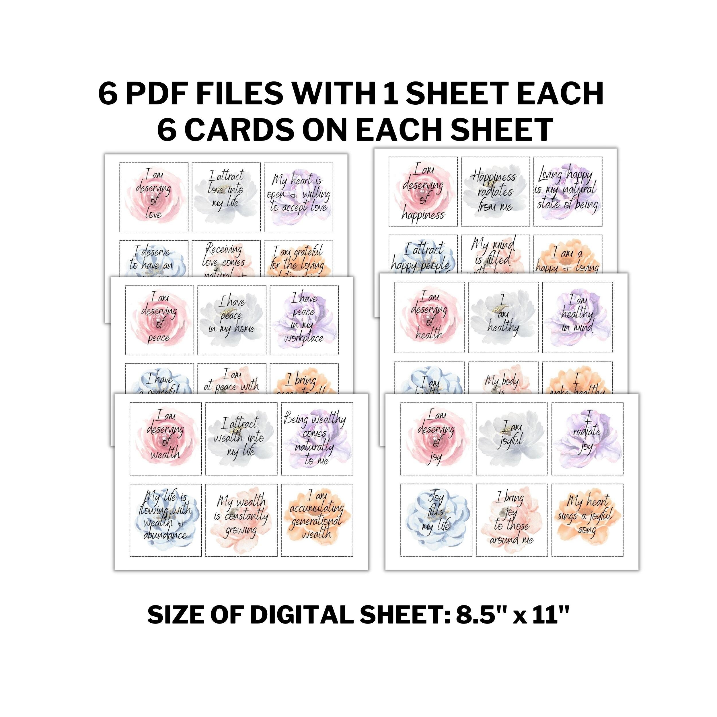 Daily Positive Affirmation Card Deck, Vision Board Printables ...