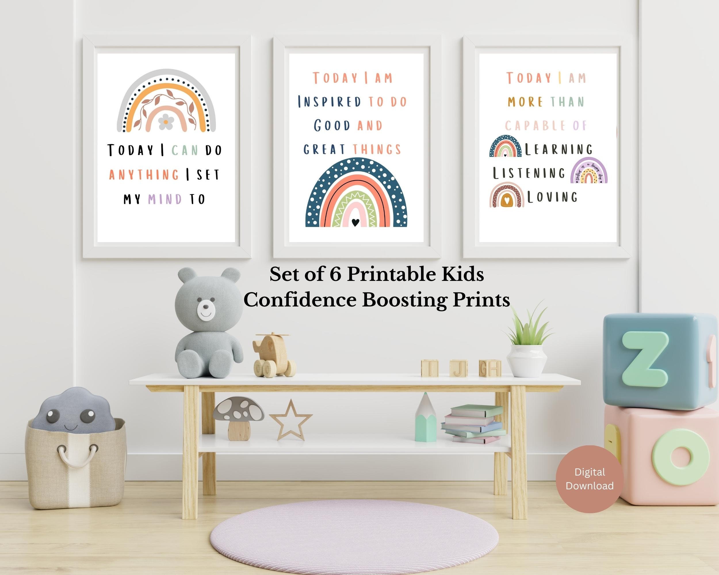 Set of 6 Inspiring Wall Art for Kids, Kids Encouraging Wall Art, Kids ...