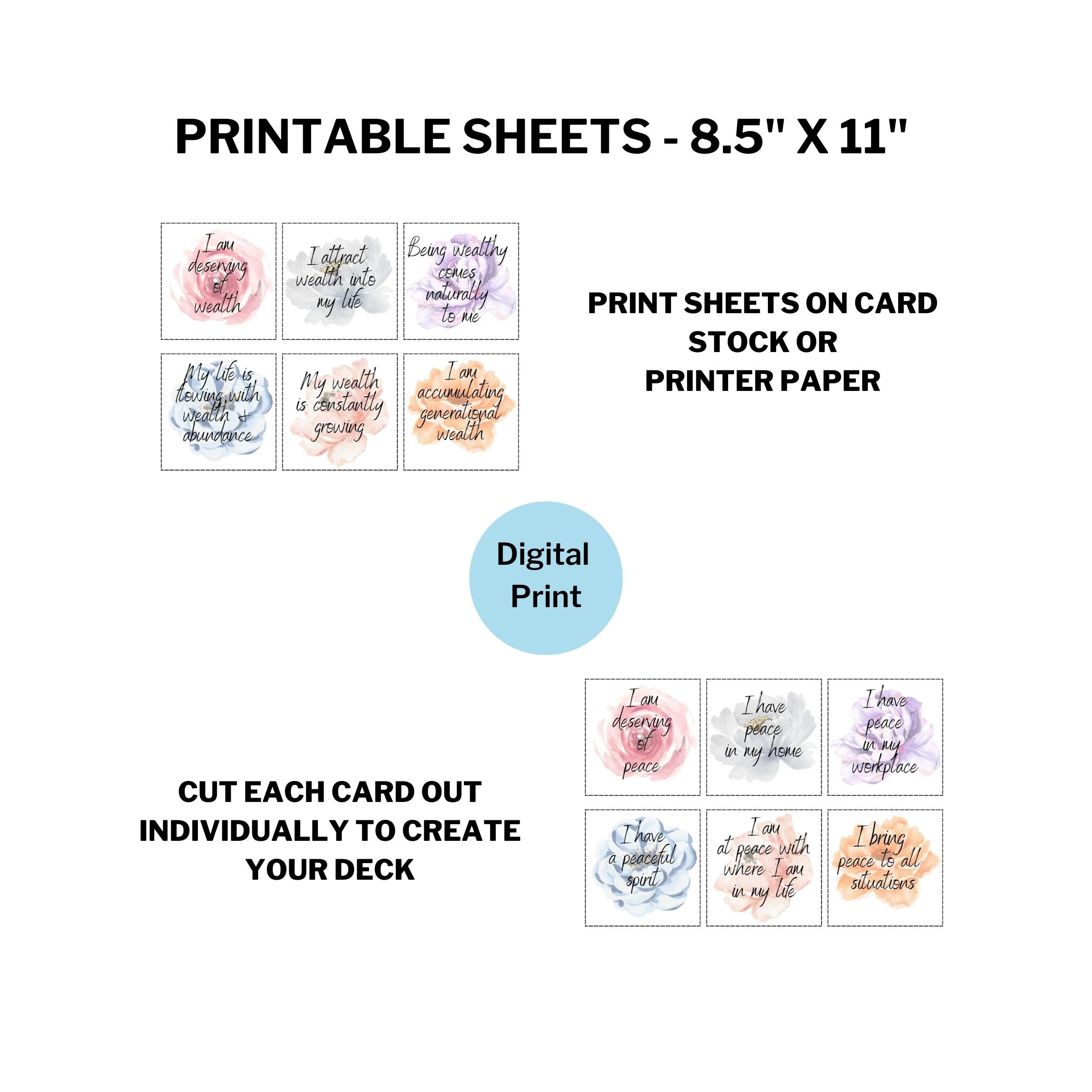 Daily Positive Affirmation Card Deck, Vision Board Printables ...