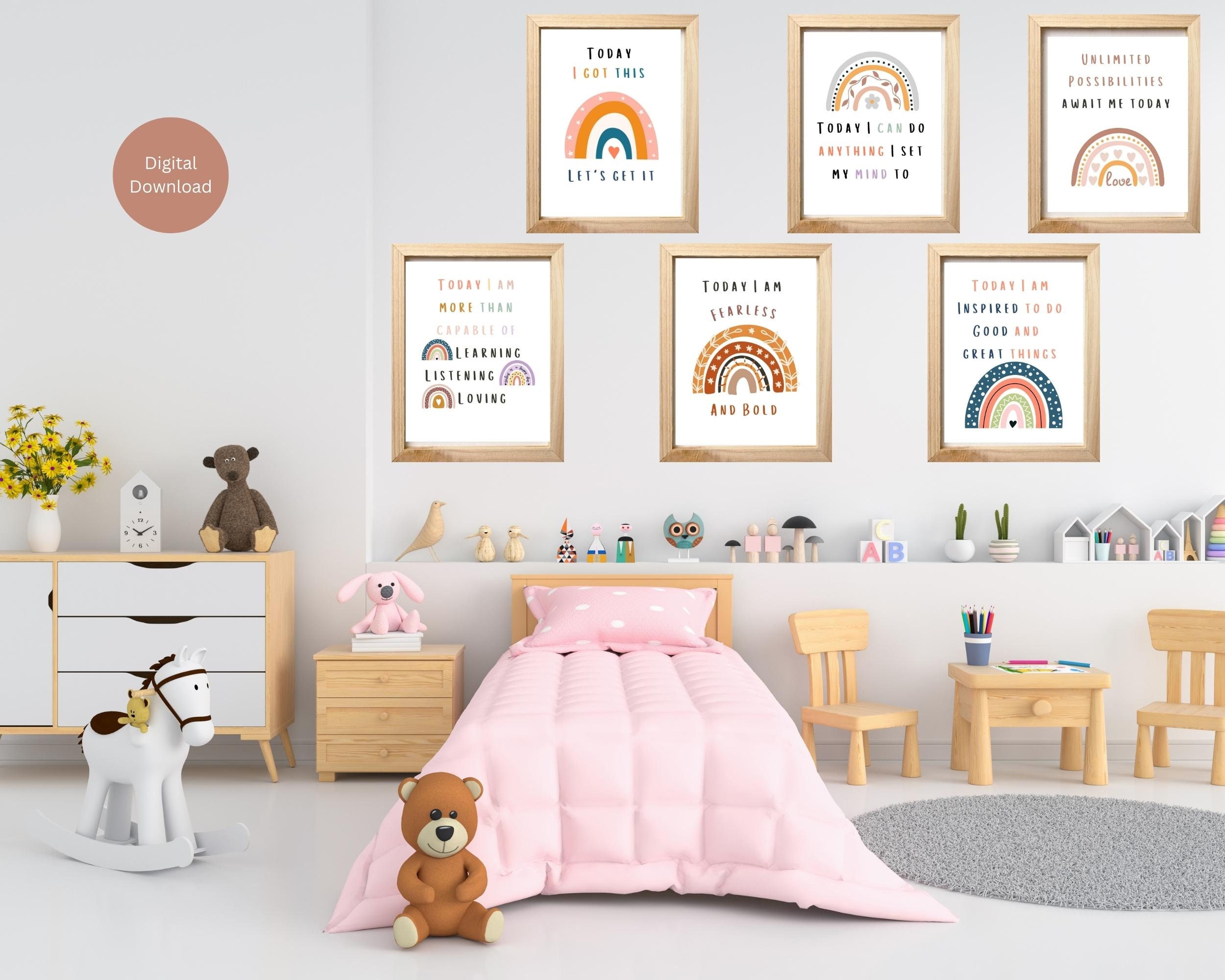 Set of 6 Inspiring Wall Art for Kids, Kids Encouraging Wall Art, Kids ...